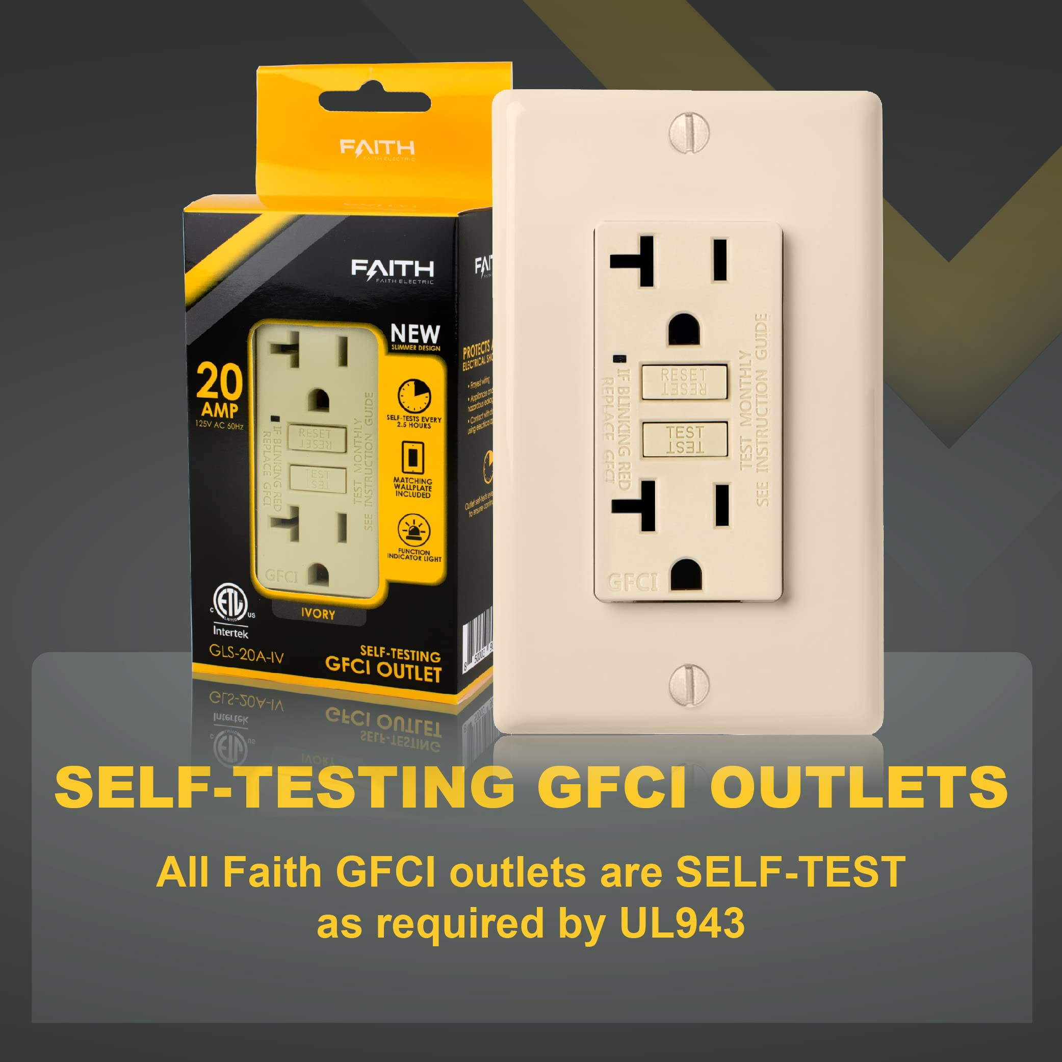 Snapklik.com : Faith 20A GFCI Outlet, Non-Tamper-Resistant GFI Duplex ...