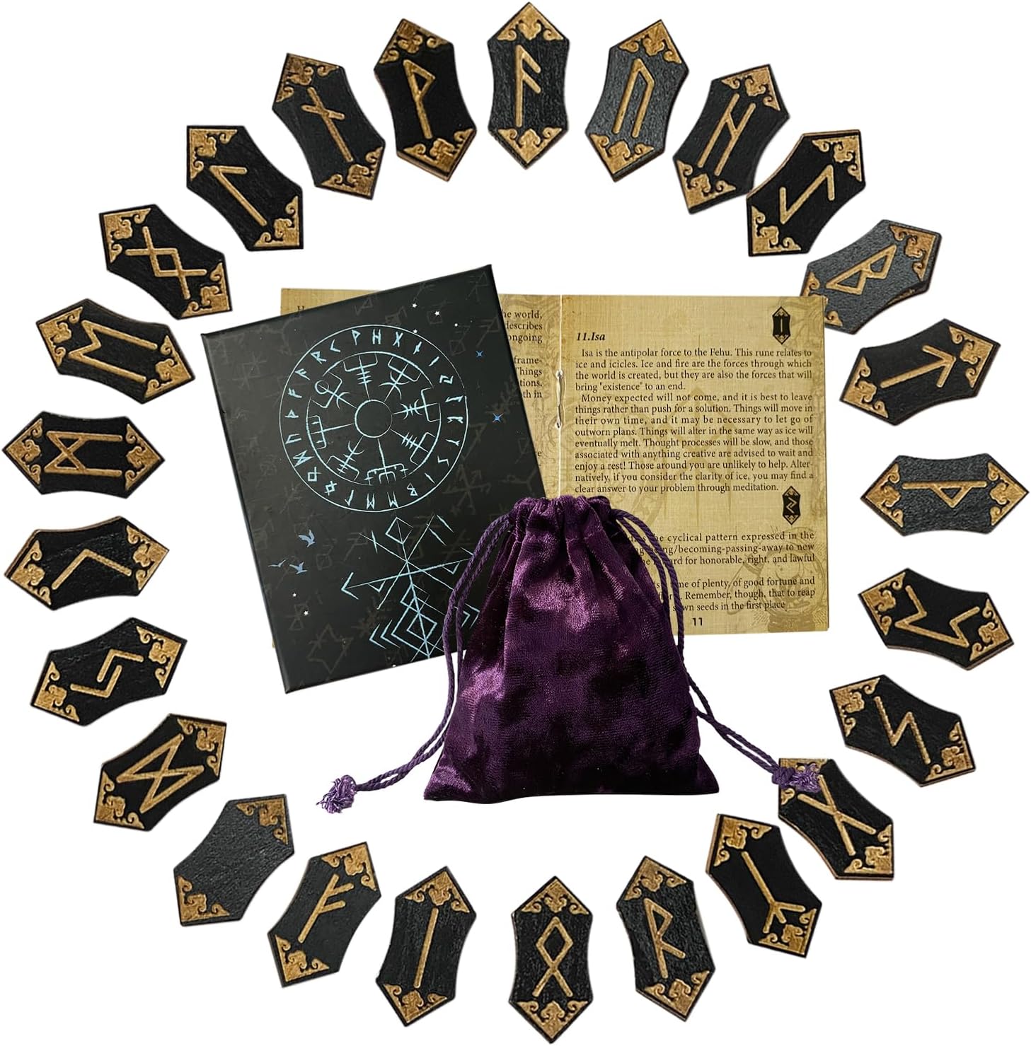 Amazon.com: WICCSTAR Runes Stones Set with Velvet Pouch, Instruction ...