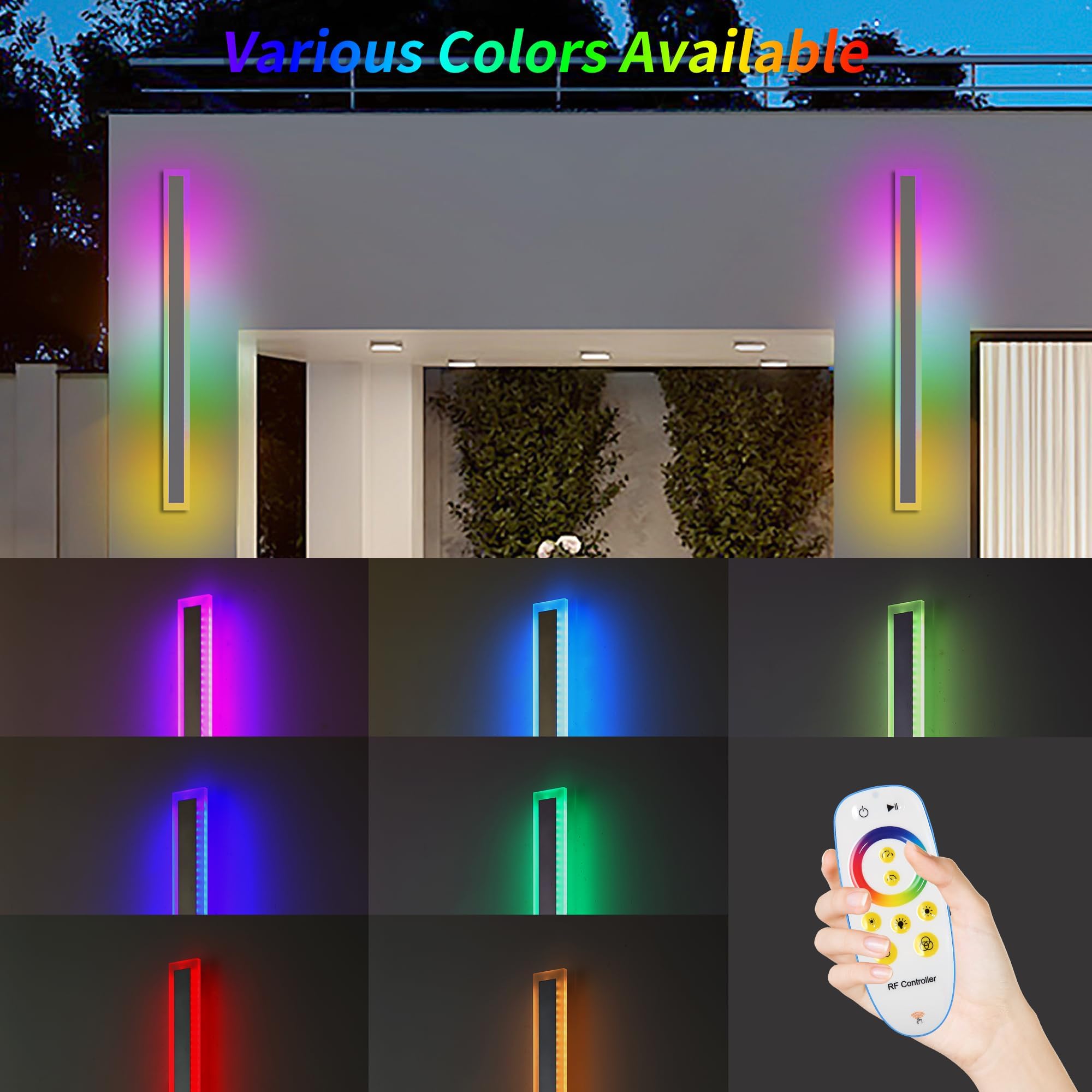 Snapklik.com : 2Pack 40inch Outdoor RGB Long Wall Lights, 30W Dimmable ...