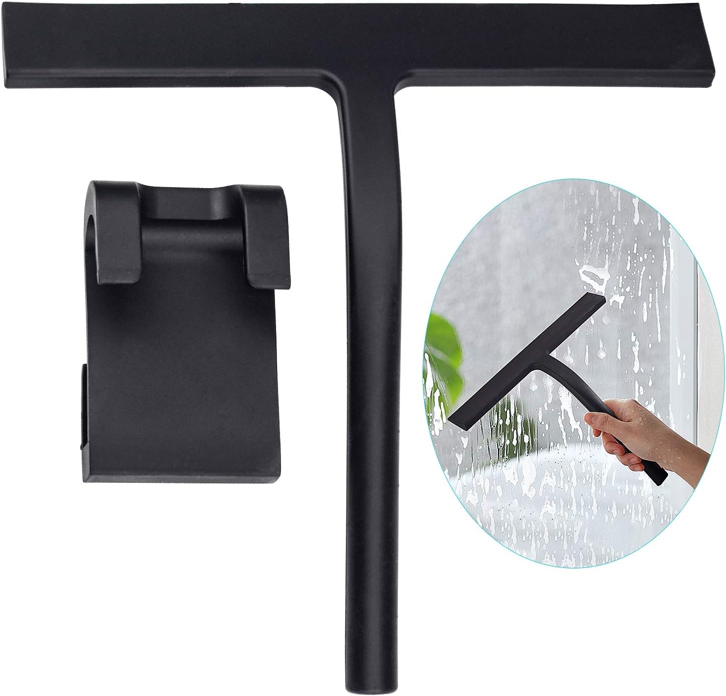 Zaleonline Black Silicone Shower Window Squeegee with Hanging Hook ...