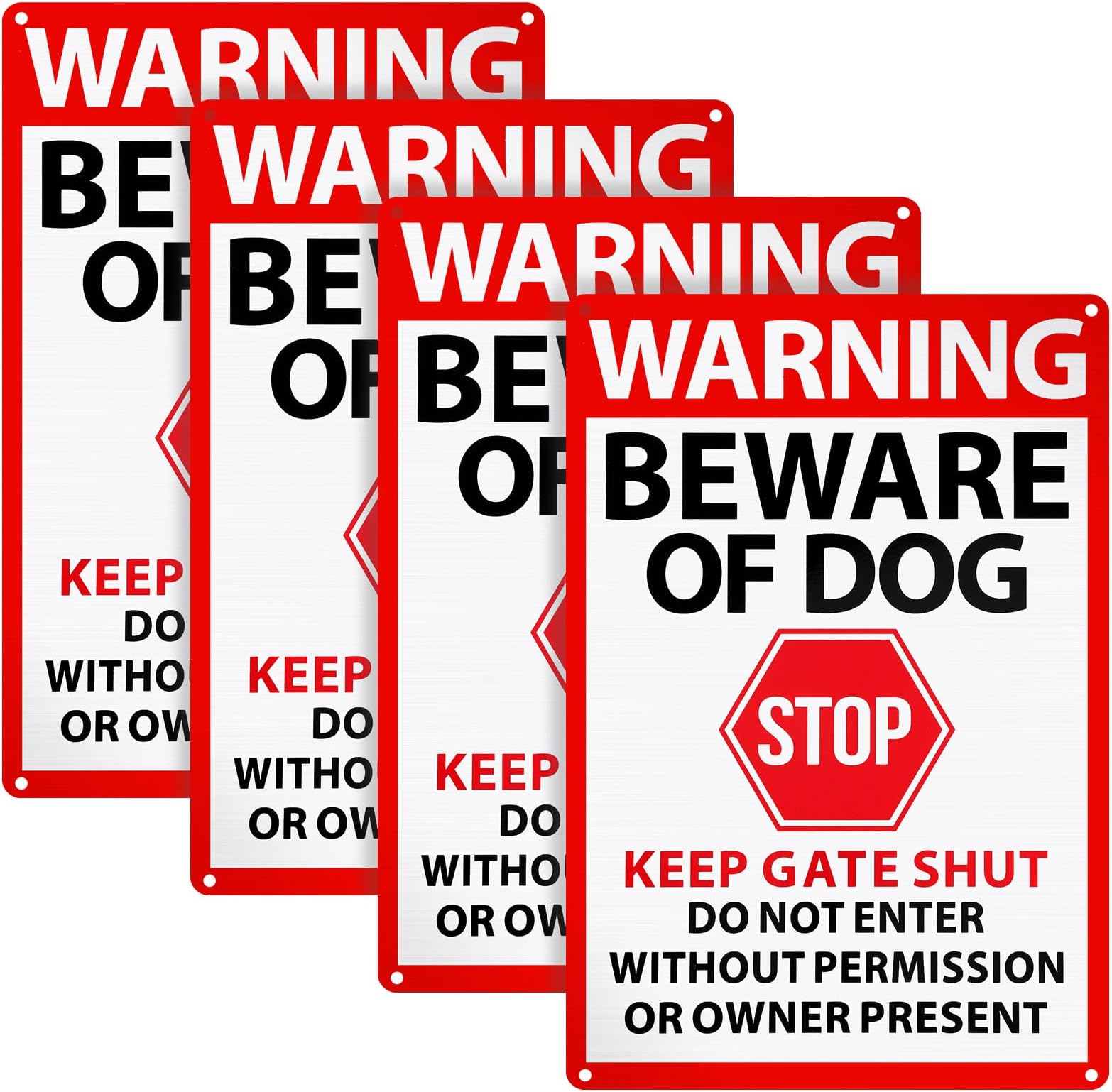 Amazon.com: Tatuo 4 Pcs Warning Beware of Dog Sign Do Not Enter Metal ...