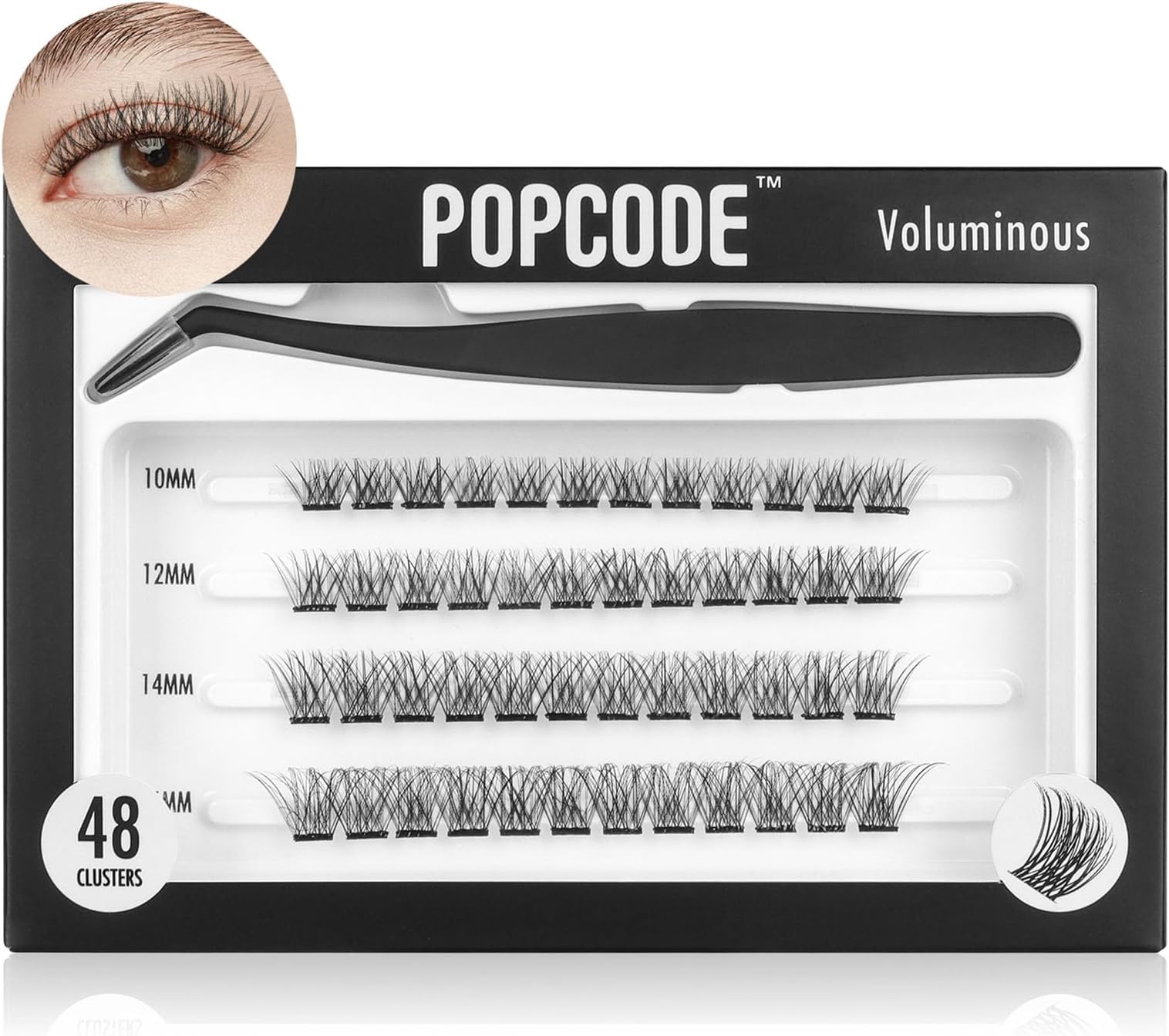 Amazon.com: popcode Self Adhesive Eyelashes kit, 48Pcs Pre Glued Lashes Cluster, No Glue Needed ...