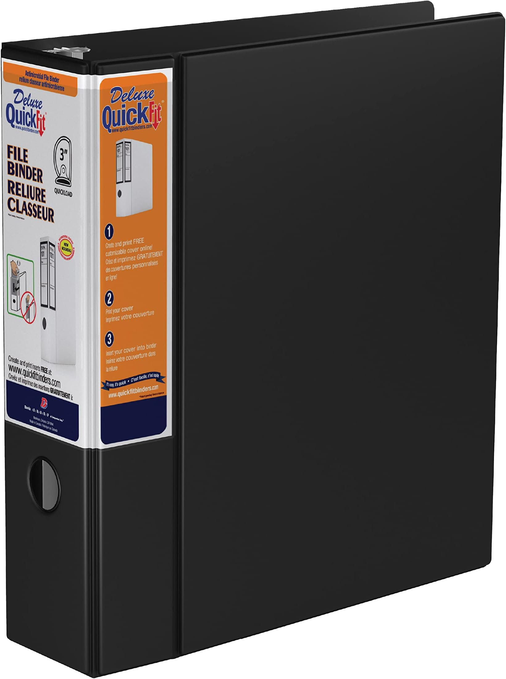 QUICKFIT 3-Inch Heavy-Duty Binder, Double-Hinged, D-Ring, Finger-Hole ...