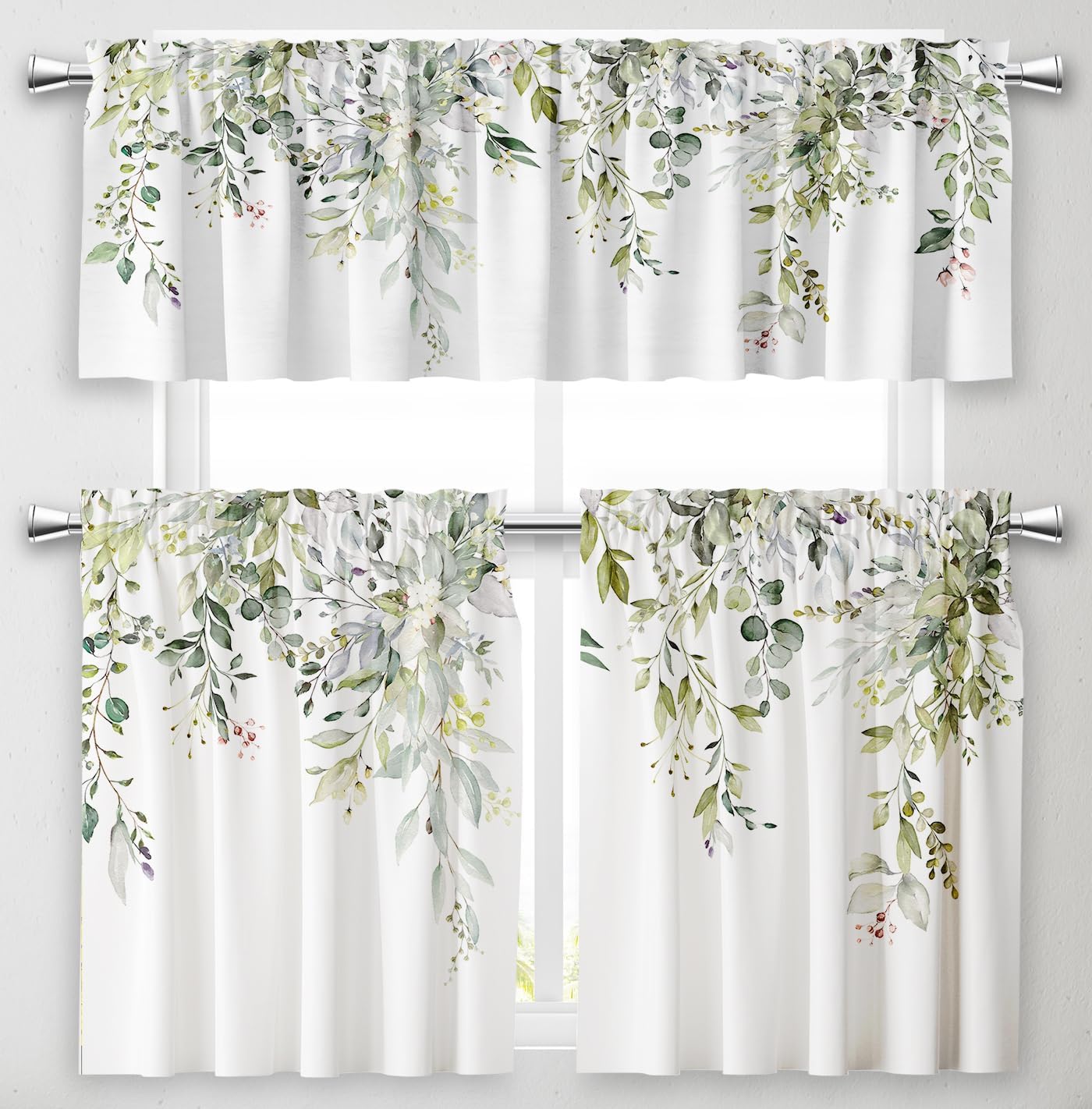 Amazon.com: FNLNDO Kitchen Curtains and Valances Set of 3 Kitchen ...