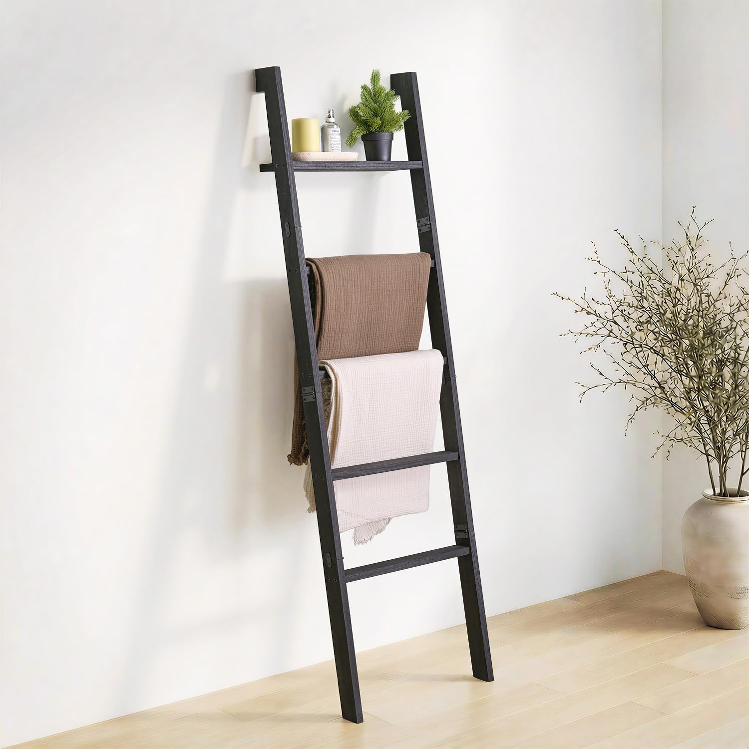 Amazon.com: KOSKOG Blanket Ladder with Top Shelf, 5-Tier Wood 64 ...