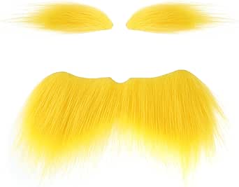 Amazon.com: Yellow Mustache and Eyebrows Fake Beard Cosplay 100th Day ...