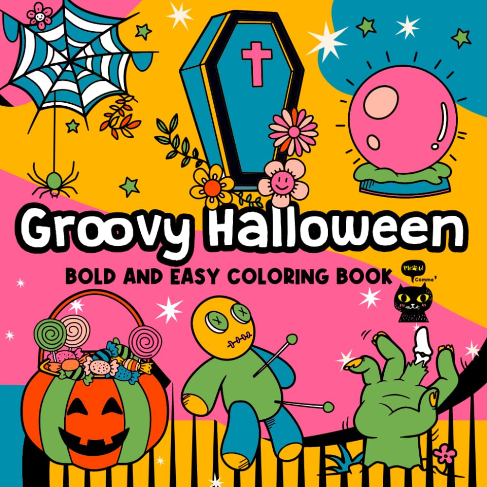 Amazon.com: Groovy Halloween Bold and Easy Coloring Book: Spooky Fun ...