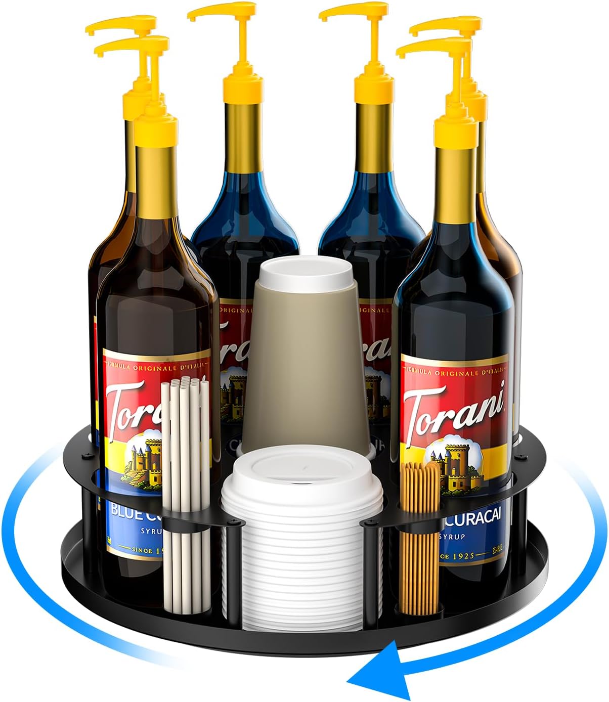 Amazon.com: Rotating Coffee Syrup Organizer for Countertop, 7 Bottles ...
