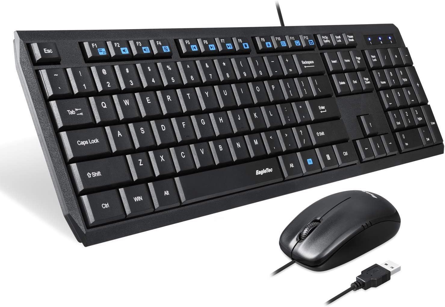 Amazon.com: Eagletec KM120 Wired Keyboard and Mouse Combo Slim, Flat ...