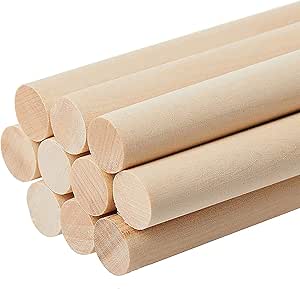 10 Piece Pack Wooden Dowel Rods,Wooden Stick,30cm x 6mm,Long Rich ...