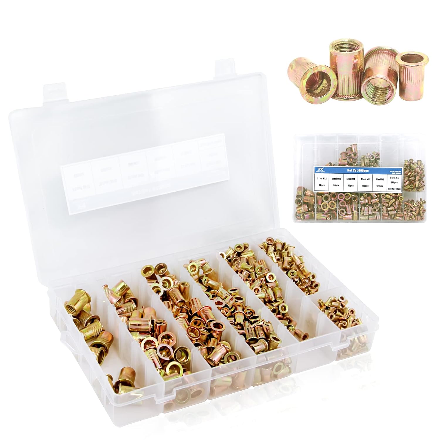600pcs Metric Rivet Nut Kit, Rivet Nuts Assortment M3 M4 M5 M6 M8 M10 ...