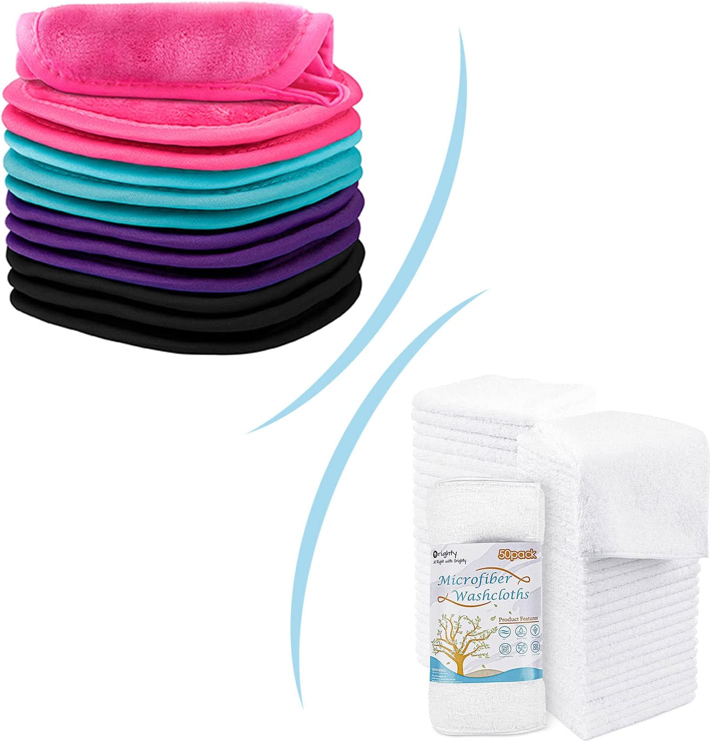 Amazon.com: Orighty Microfiber Washcloths Towel Set 50 Pack, Bundle ...