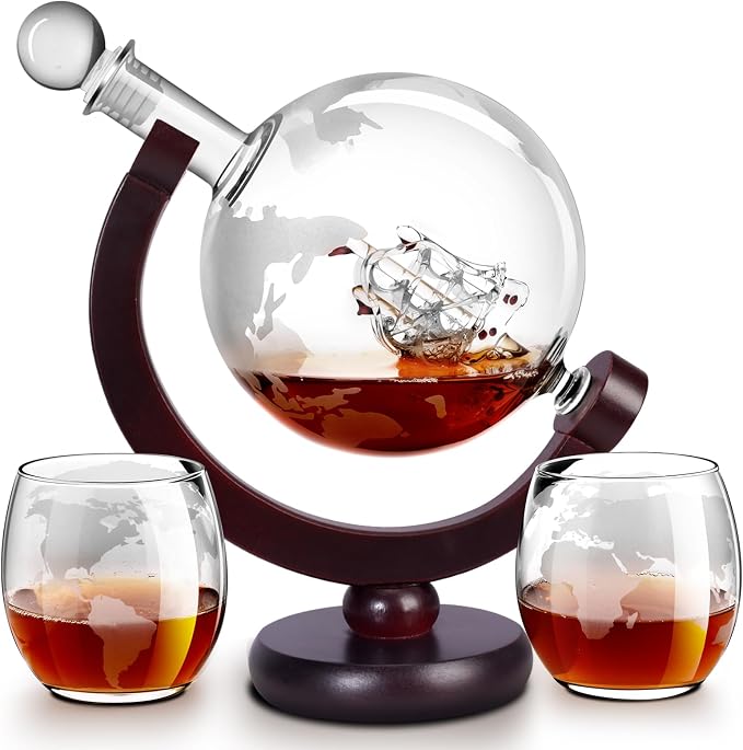 Amazon.com | Whiskey Decanter Sets for Men, Whiskey Decanter Globe Set ...