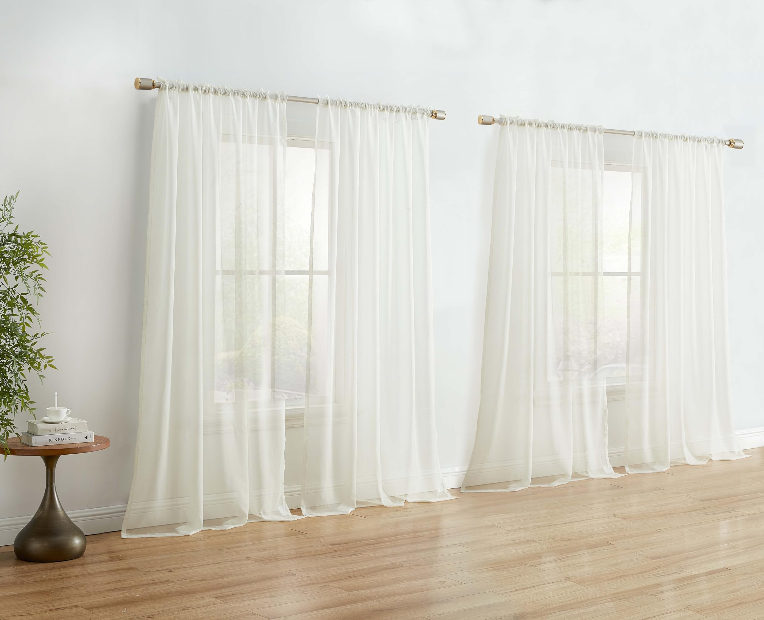 Amazon.com: HLC.ME Ivory Sheer Curtain Panels: Sheer Voile Light ...
