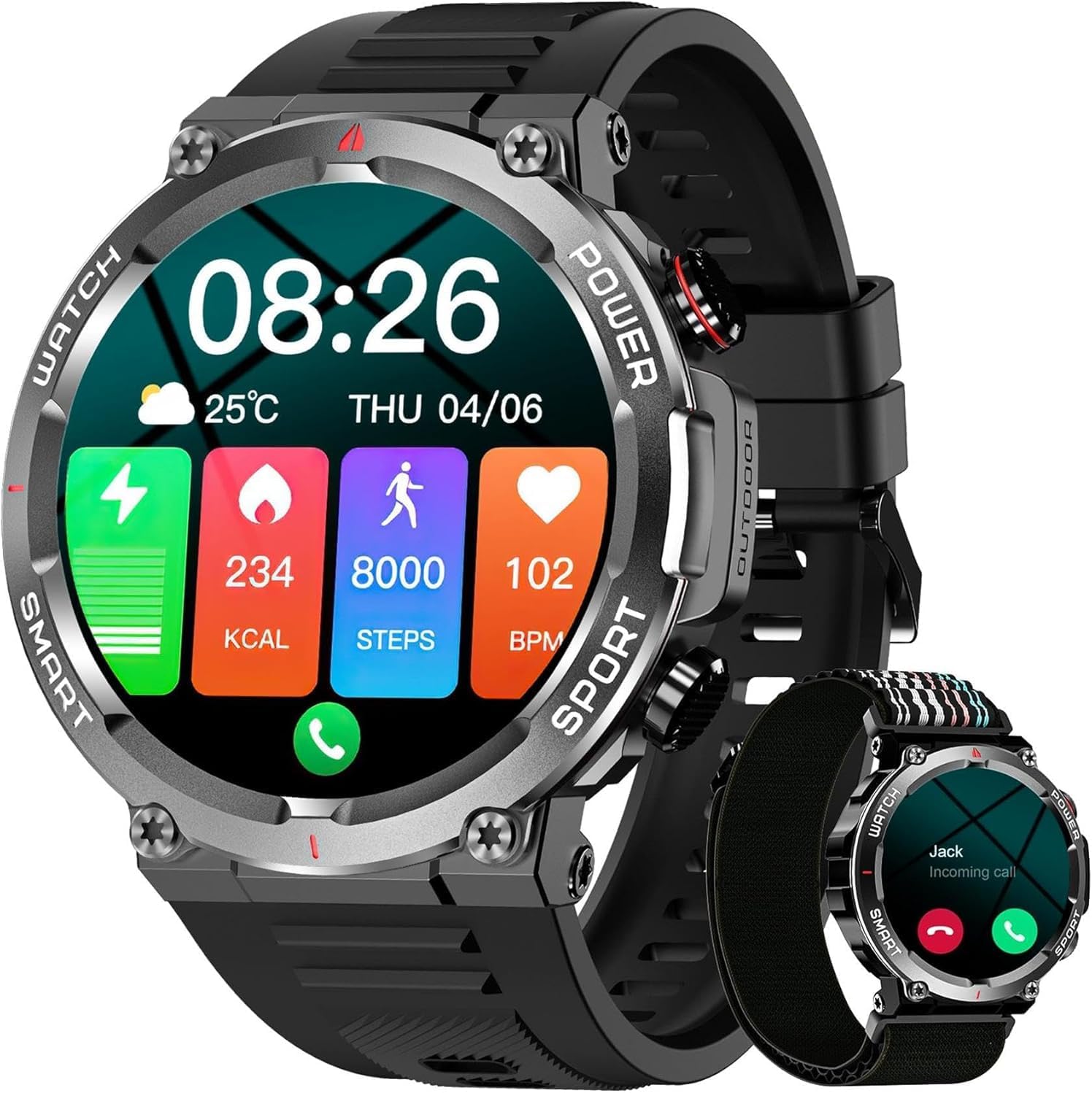 Smartwatch Fitnessuhr Sportuhr mit Telefonfunktion Uhren: 1,43 Zoll ...
