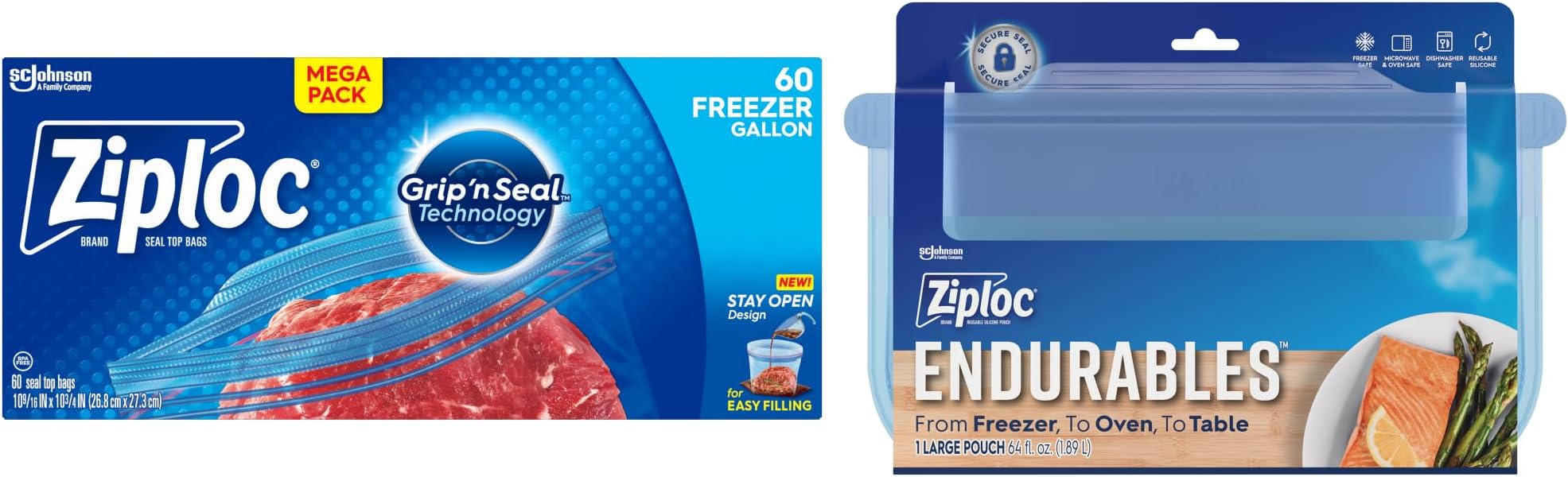 Amazon.com: Ziploc Gallon Food Storage Freezer Bags (60 Count) and ...