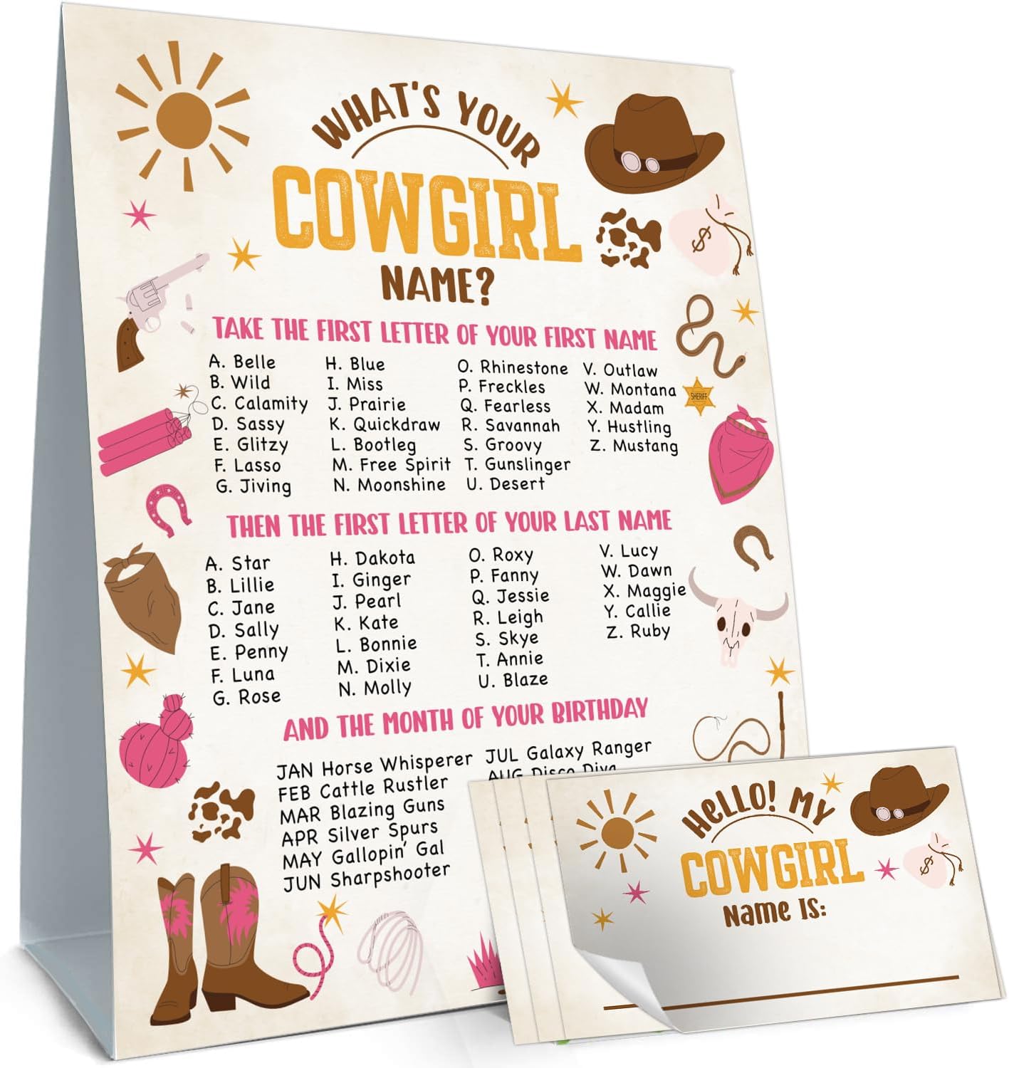 Amazon.com: Cidobi What's Your Cowgirl Name, Cowgirl Birthday Game ...