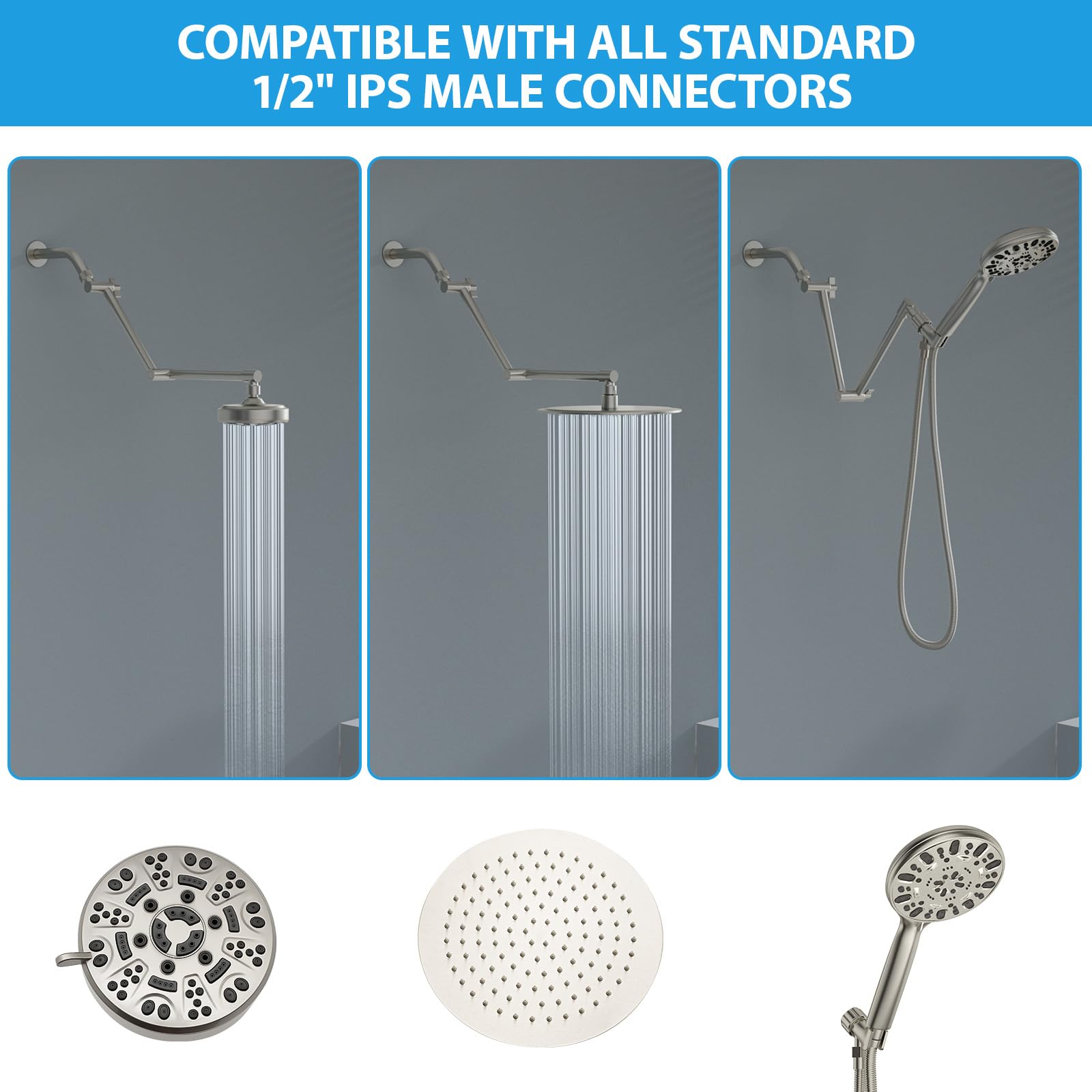 Snapklik.com : Lordear Shower Extension Arm 12 Inch,Foldable Shower ...