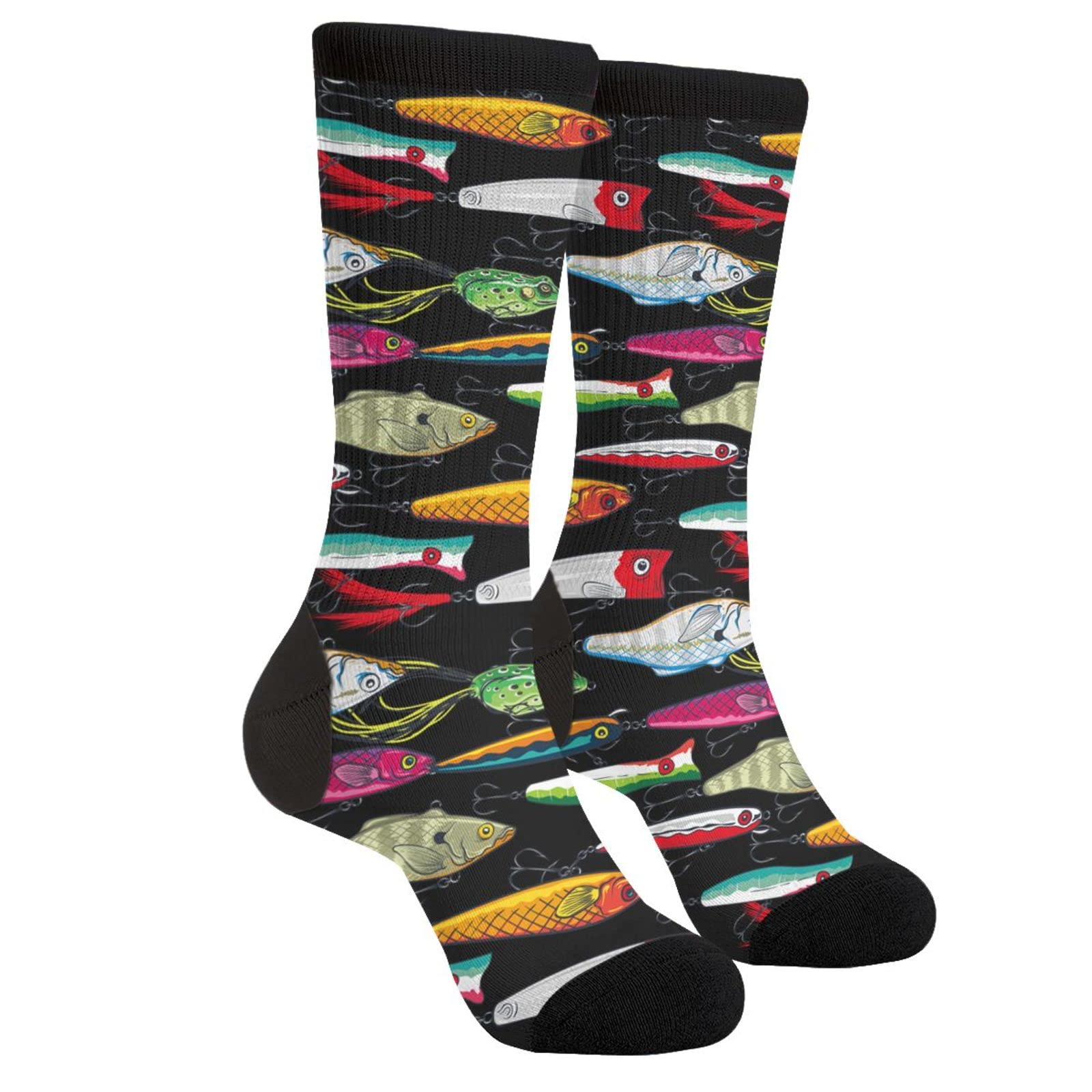 Amazon.com: ACPPXF Fishing Lures Pattern Socks Funny Crew Dress Socks ...