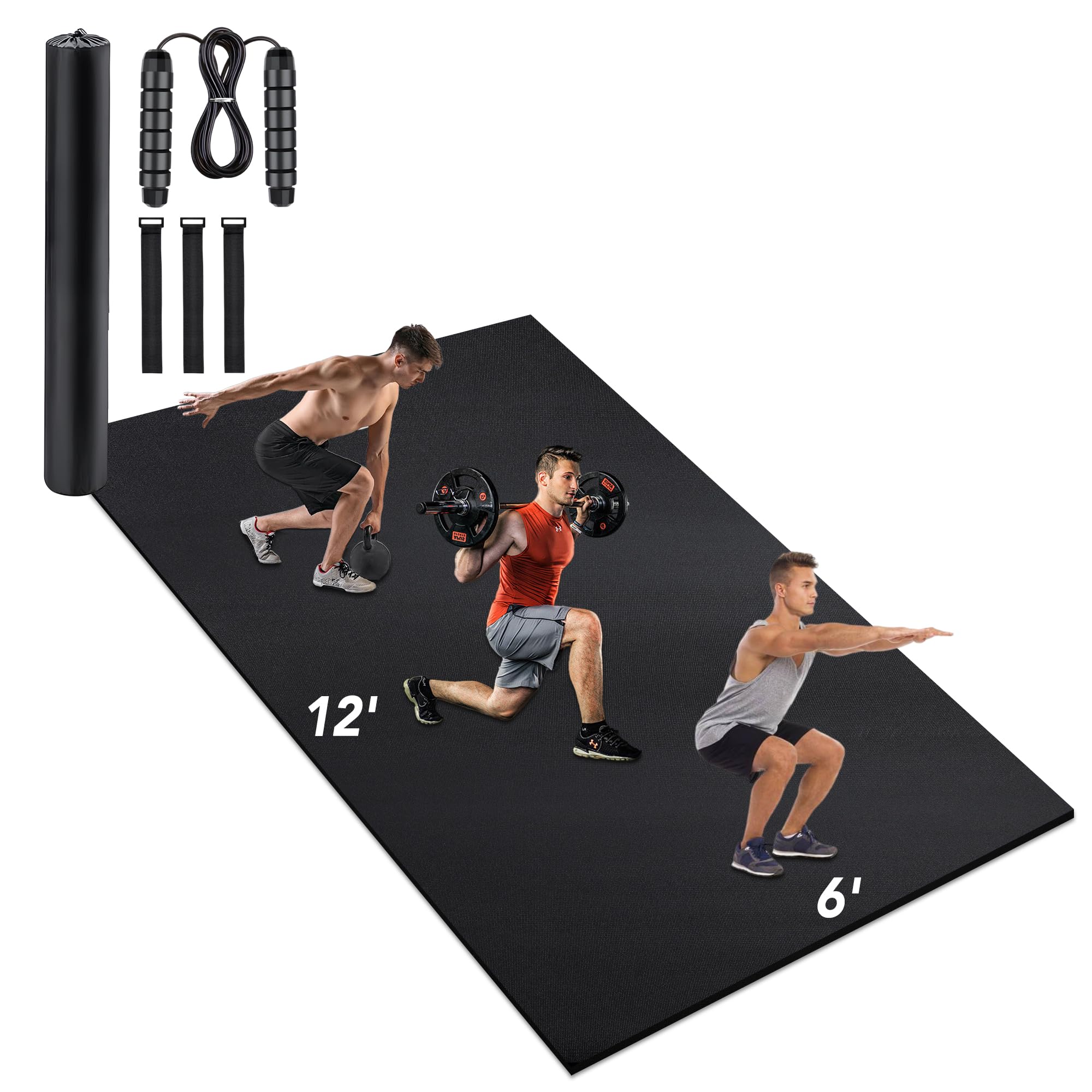 Amazon.com : Large Exercise Mat - Rengue 12'x6' Exercise Mat Thick 7mm ...