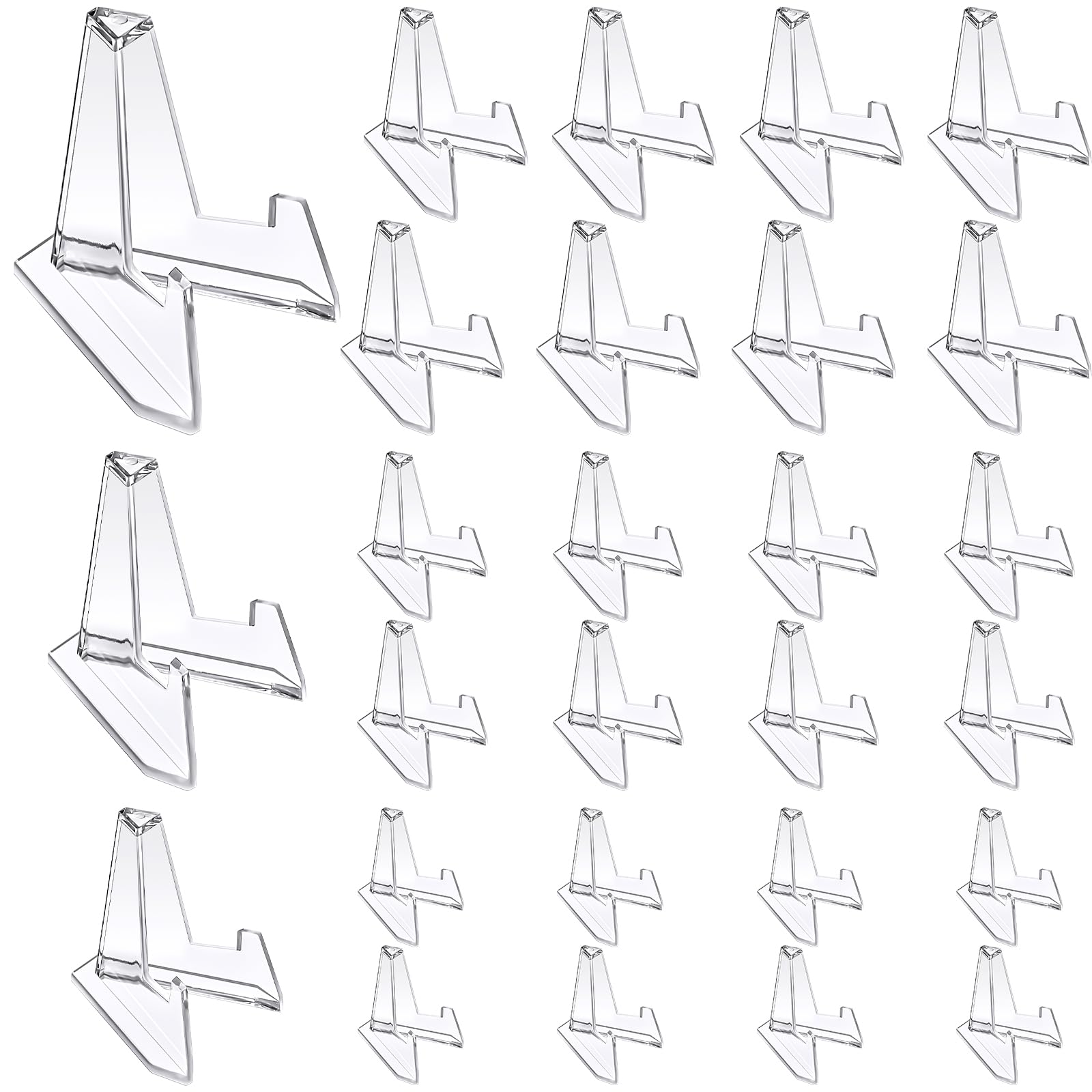Amazon.com: 72 Pcs Clear Acrylic Easel Stands Display Stands 3 Sizes ...