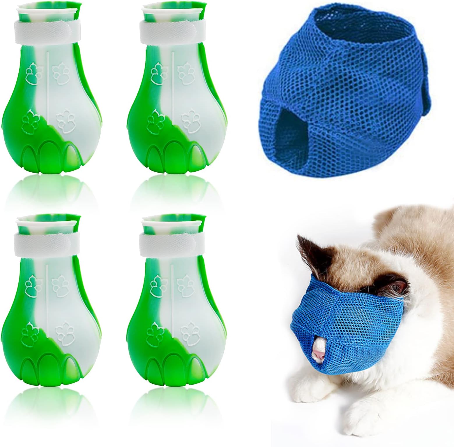 Amazon.com : Cat Muzzle and Boots Cat Muzzle for Grooming Cat Claw ...