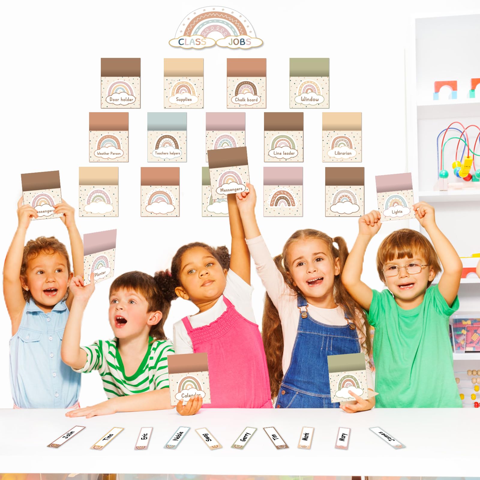 Snapklik.com : 81 Piece Boho Rainbow Class Jobs Bulletin Board Boho ...