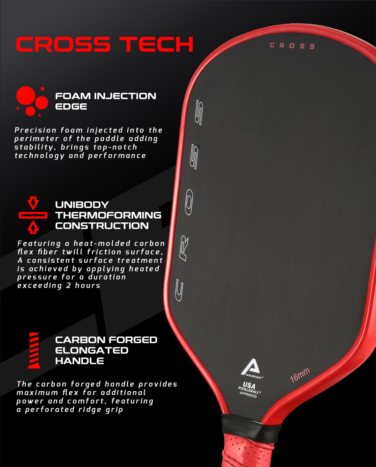 Snapklik.com : PICKLETECH Cross Raw T700 Carbon Fiber Hybrid Pickleball ...