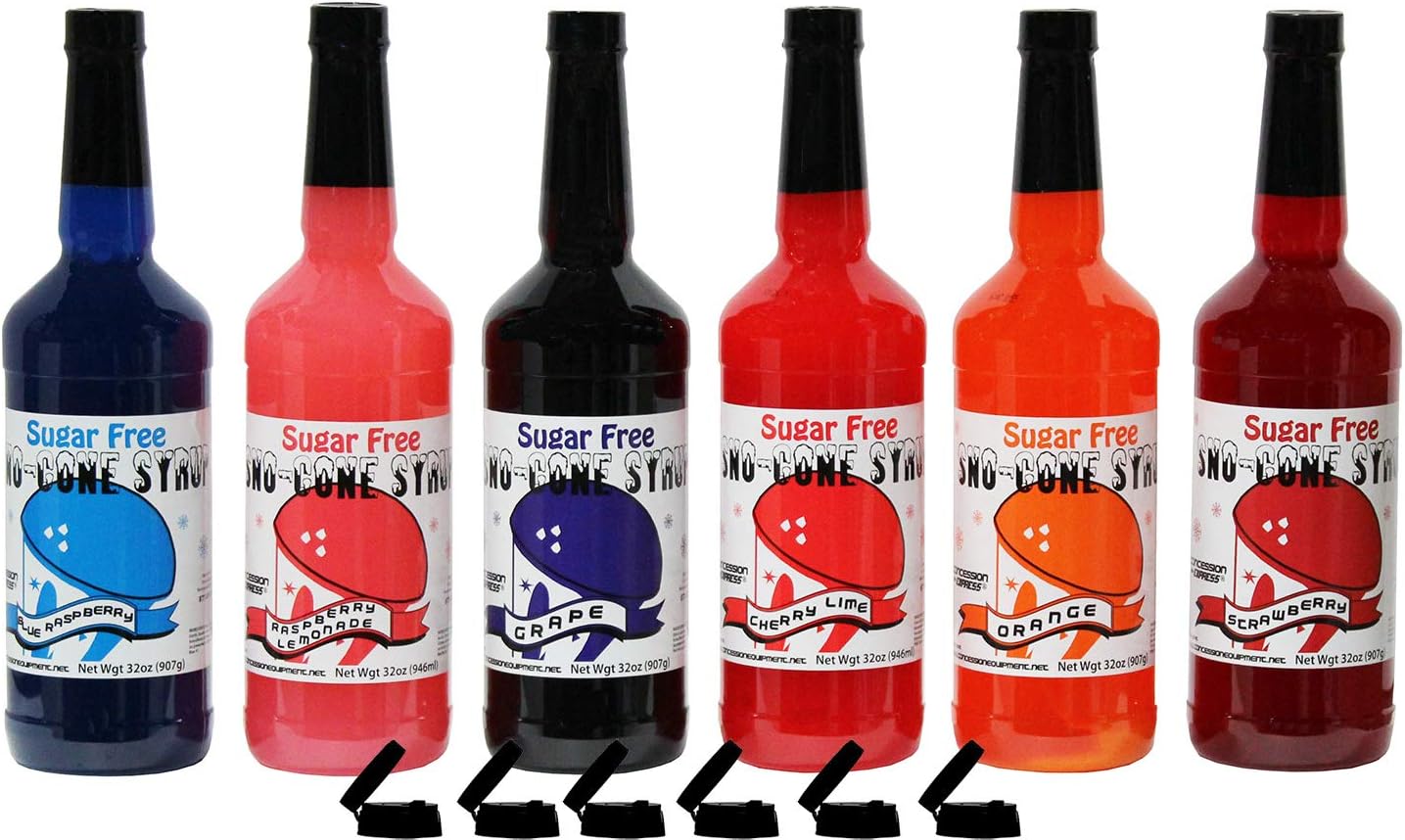 Amazon.com: Sugar-Free-Sno-Cone Syrup 32oz Six pack- (Choose Your Own ...
