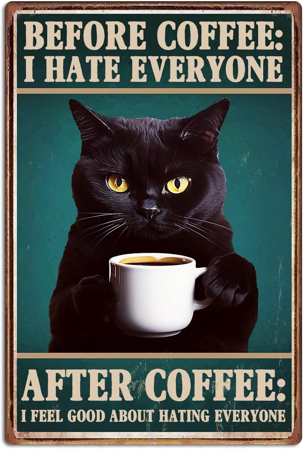 Amazon.com: CrazySign Funny Vintage Coffee Sign Decor Before Coffee ...