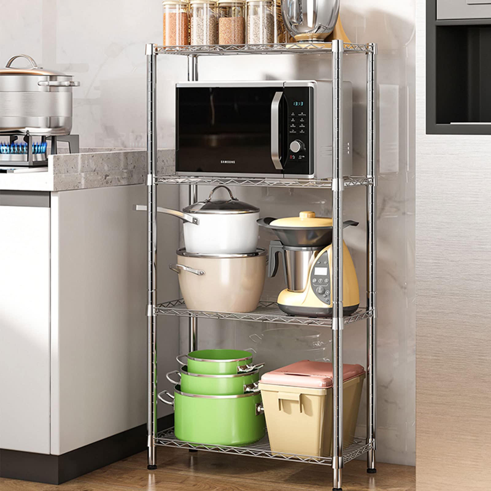 Snapklik.com : BNSPLY 4 Tier Wire Shelving Unit, Height Adjustable Wire ...