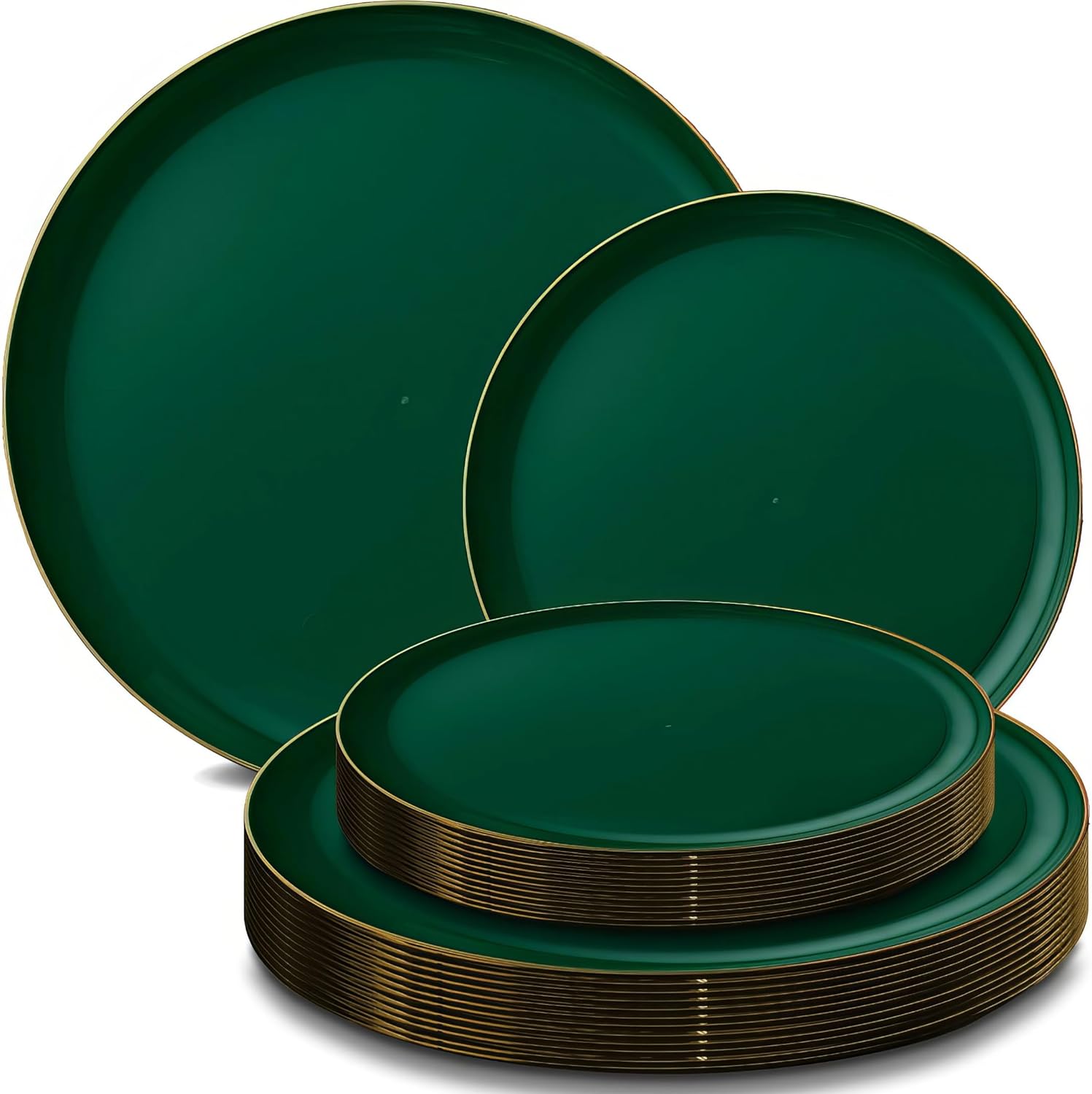 Amazon.com: Edge Collection Emerald Green Combo Plastic Plates with ...