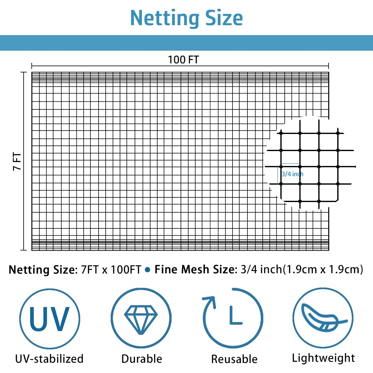Snapklik.com : Bird Netting - 7 X 100 FT Heavy Duty Garden Netting Deer ...