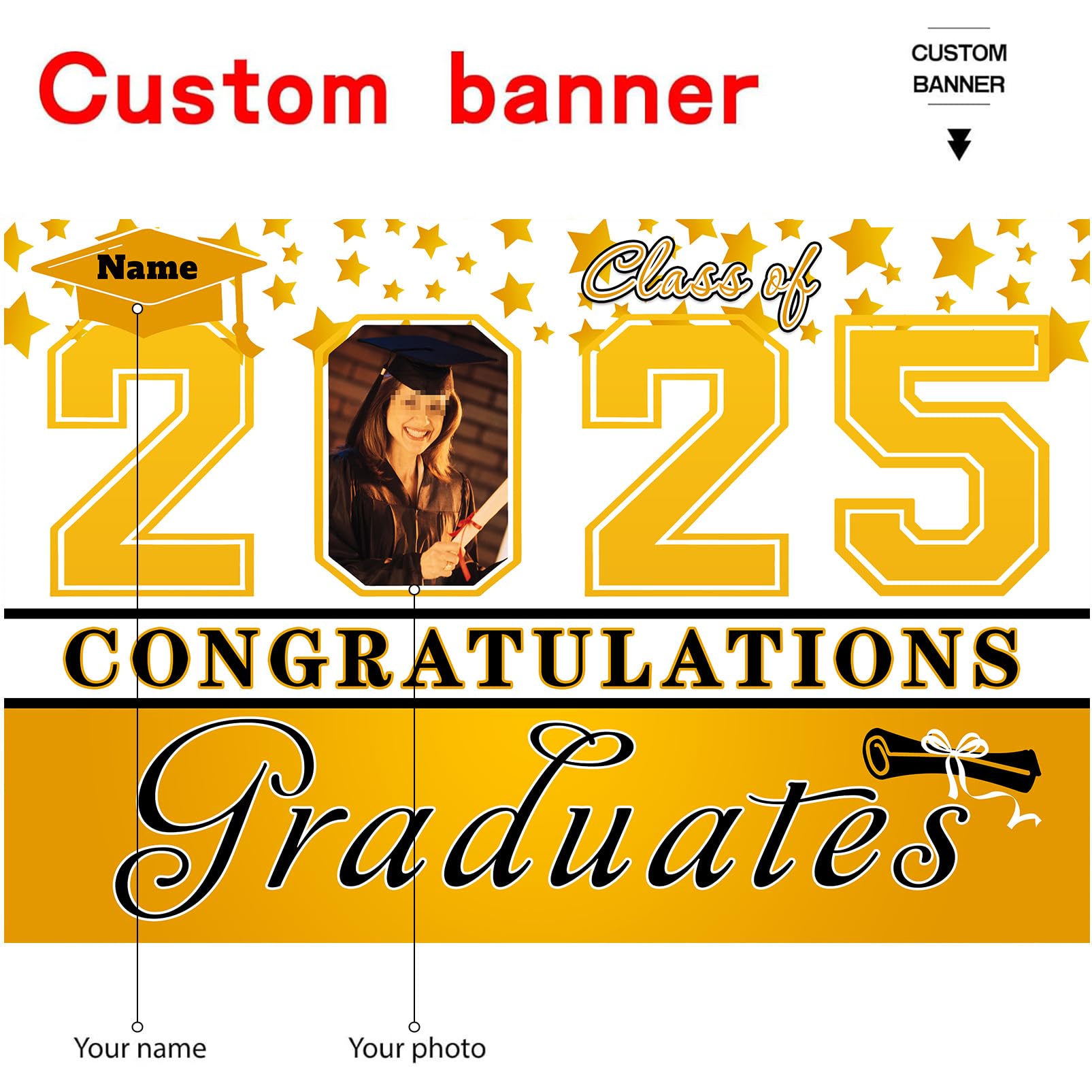Snapklik.com : Dicodes Custom 2025 Graduation Backdrop Banner ...