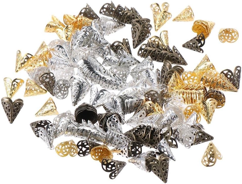 Amazon.com: diyhub 200Pcs Metal Flower Bead Caps,Flower Filigree Bead ...
