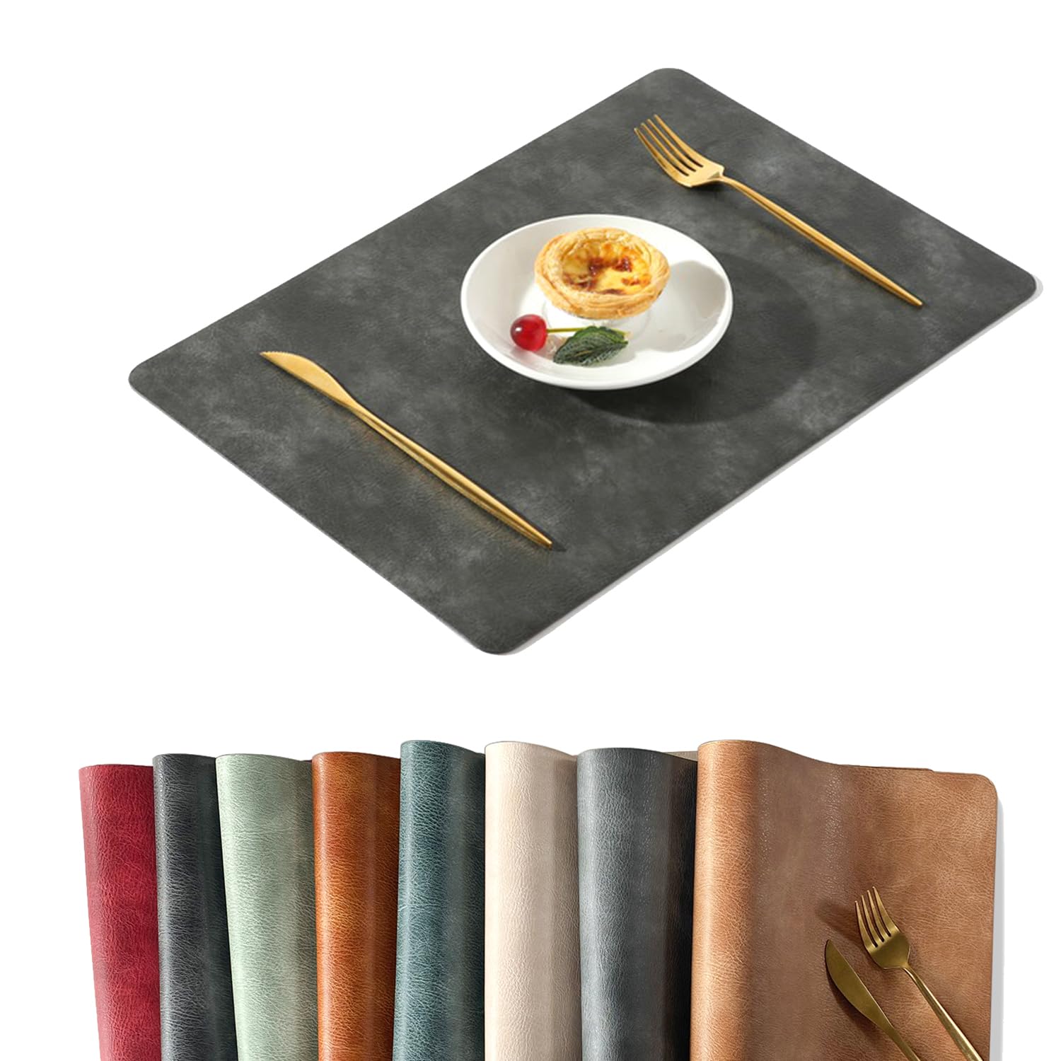 Amazon.com: Univo Colors Washed Cowhide Pattern PU Leather Placemats ...