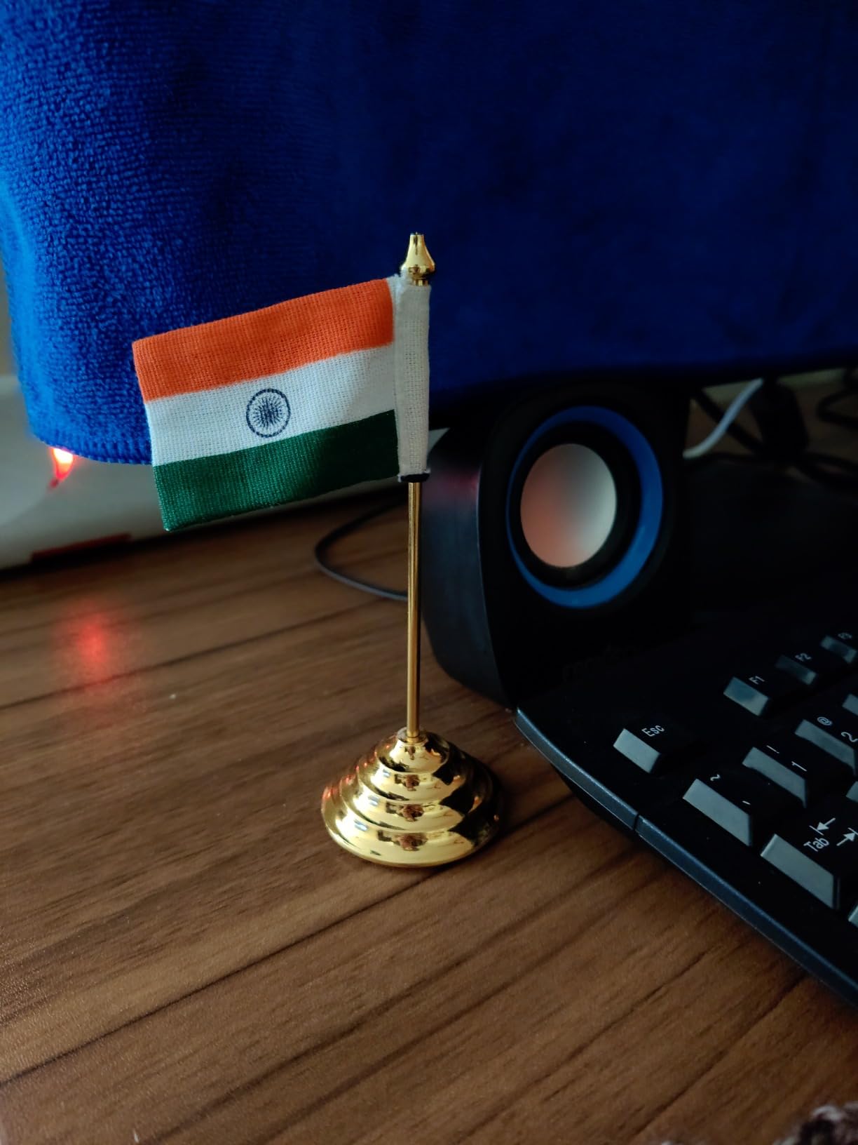 Khadi Single National Flag, Brass Pole & 3 Steps Metal Heavy Base for ...