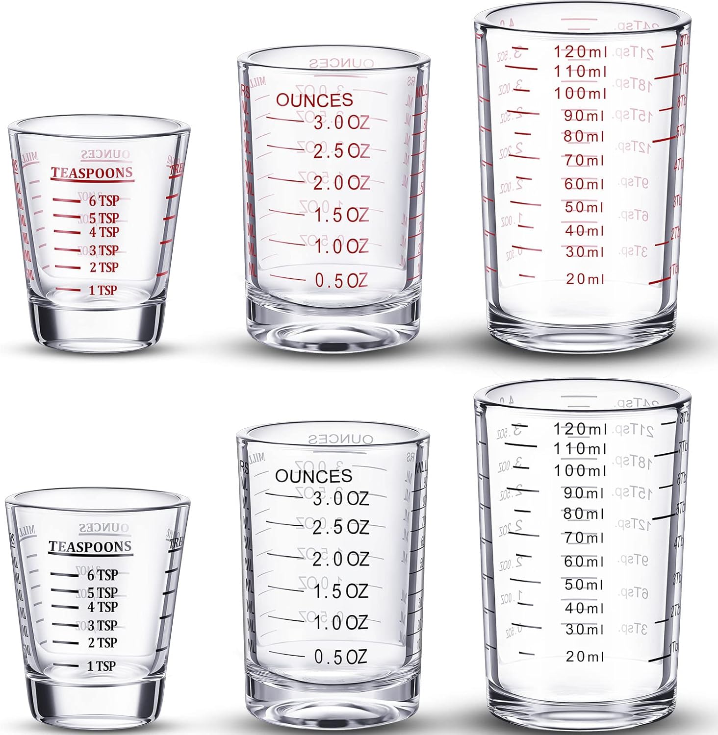 Amazon.com: 6 Pcs Shot Glass Measuring Cup 1 3 4 Ounces Mini Measuring ...