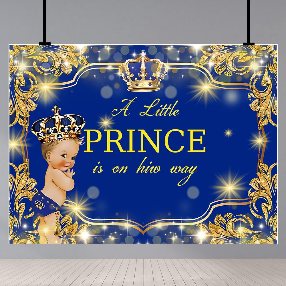 Amazon.com : Navy Blue Baby Shower Backdrops Lovely Black Boy Glitter ...