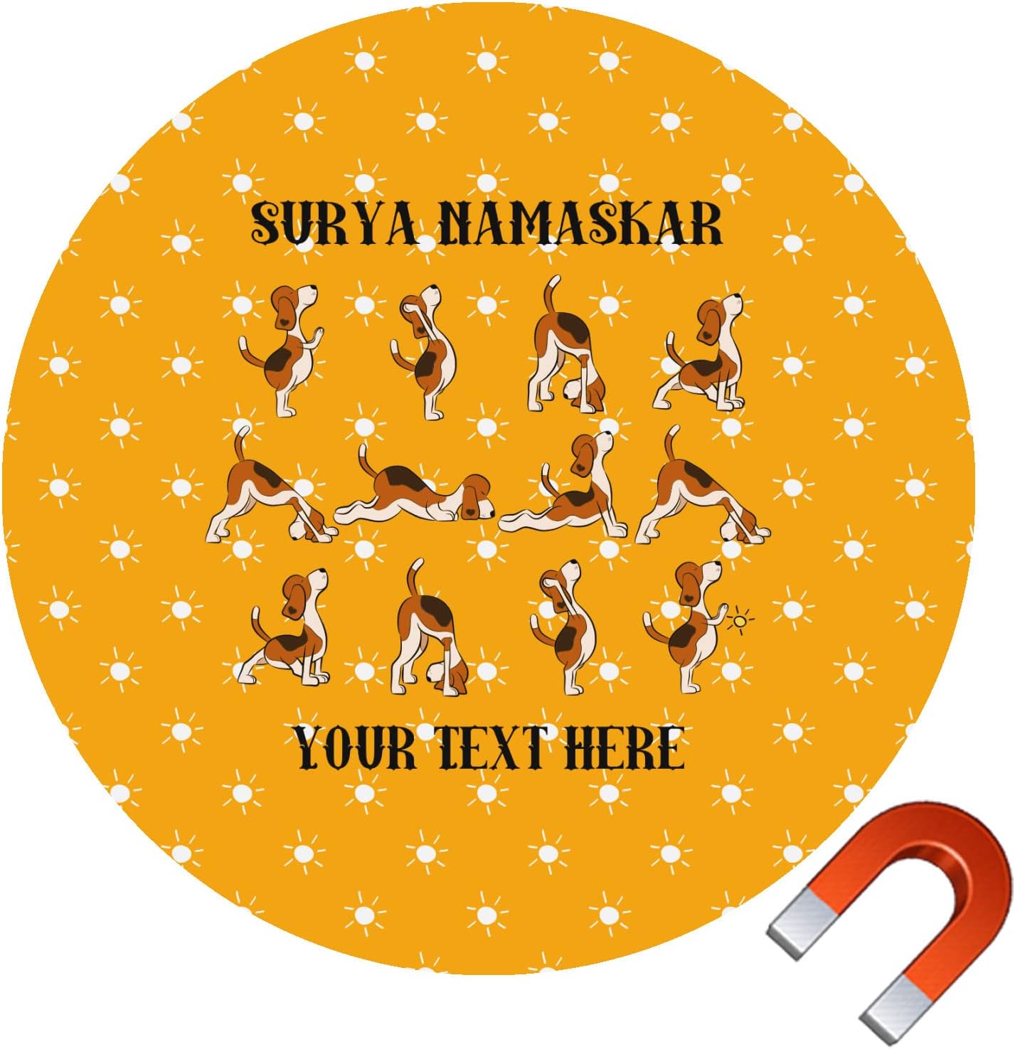 Amazon.com: Personalized Yoga Dogs Sun Salutations Round Car Magnet ...