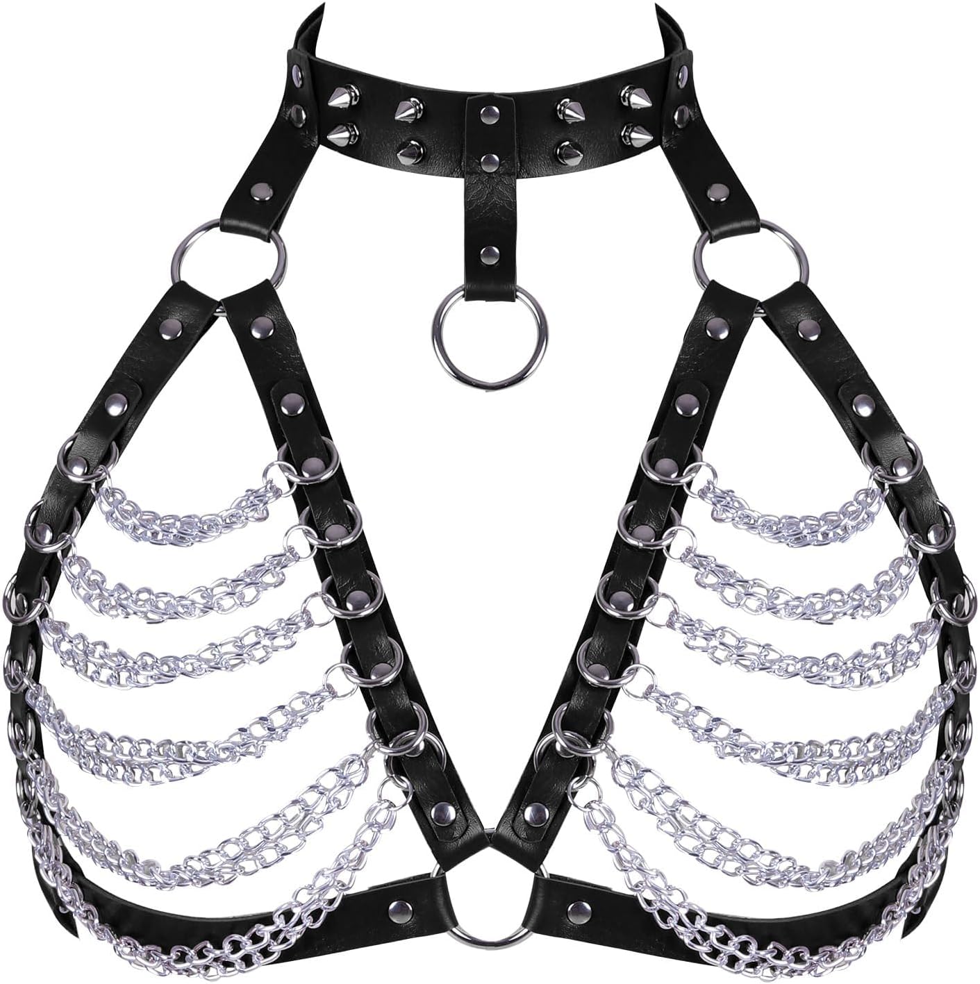 Amazon.com: Women Body Chest Harness Belt with Layered Metal Chain ...