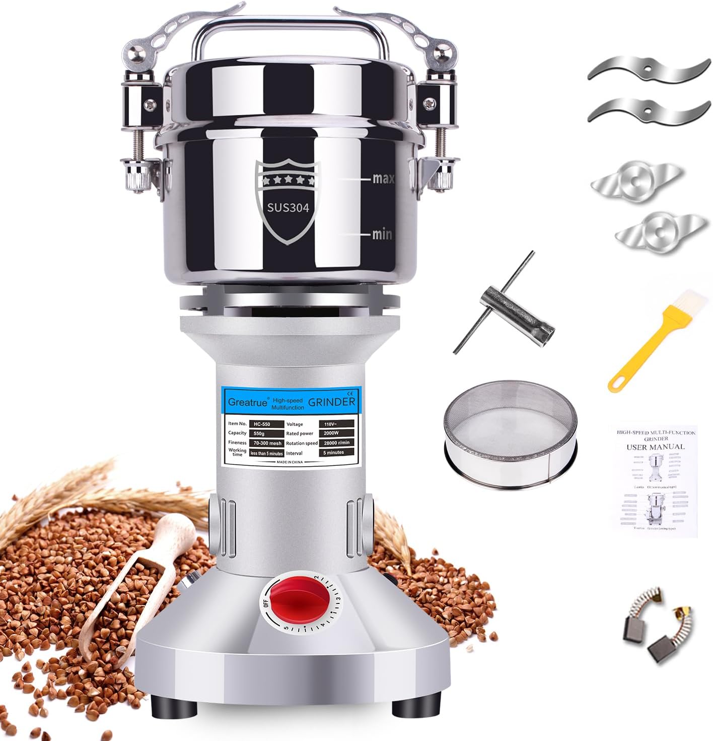 Amazon.com: Homend High Speed 700g Electric Grain Mill Grinder Powder ...