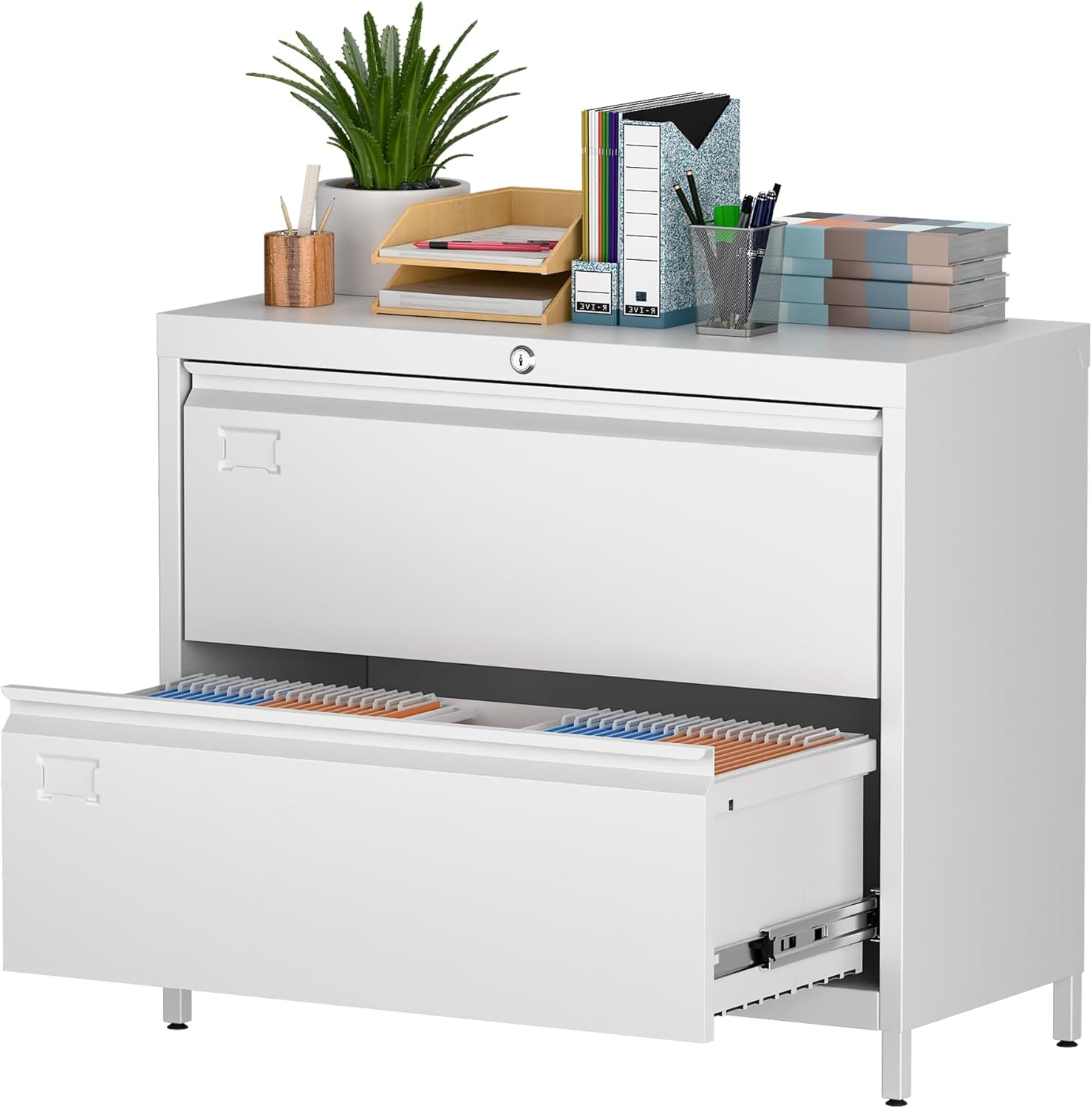Amazon.com: Reemoon Lateral File Cabinet with 2 Drawer,Metal Wide ...