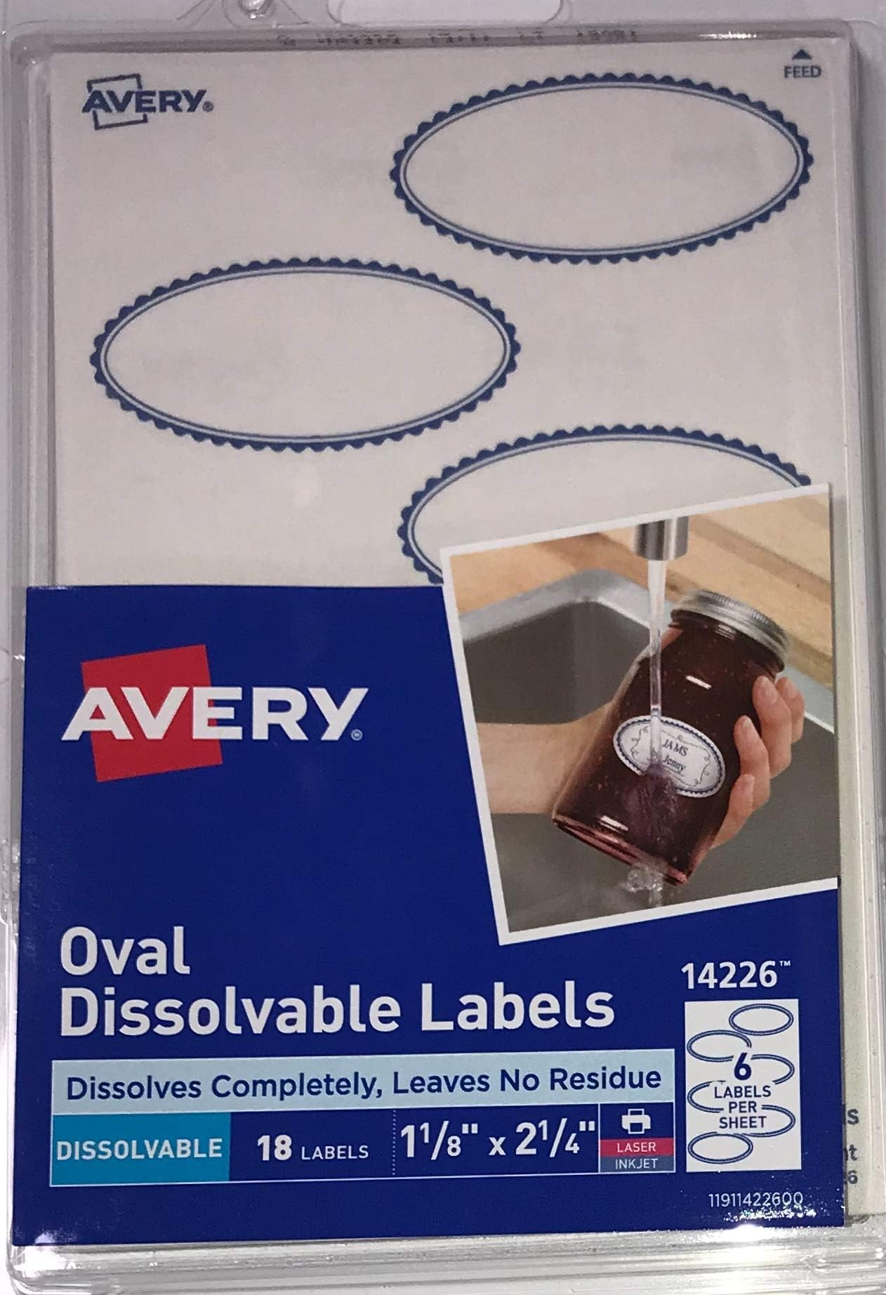 Amazon.com : Avery 14226 Oval Dissolvable Labels, 1 1/8” X 2 1/4”, 18 ...