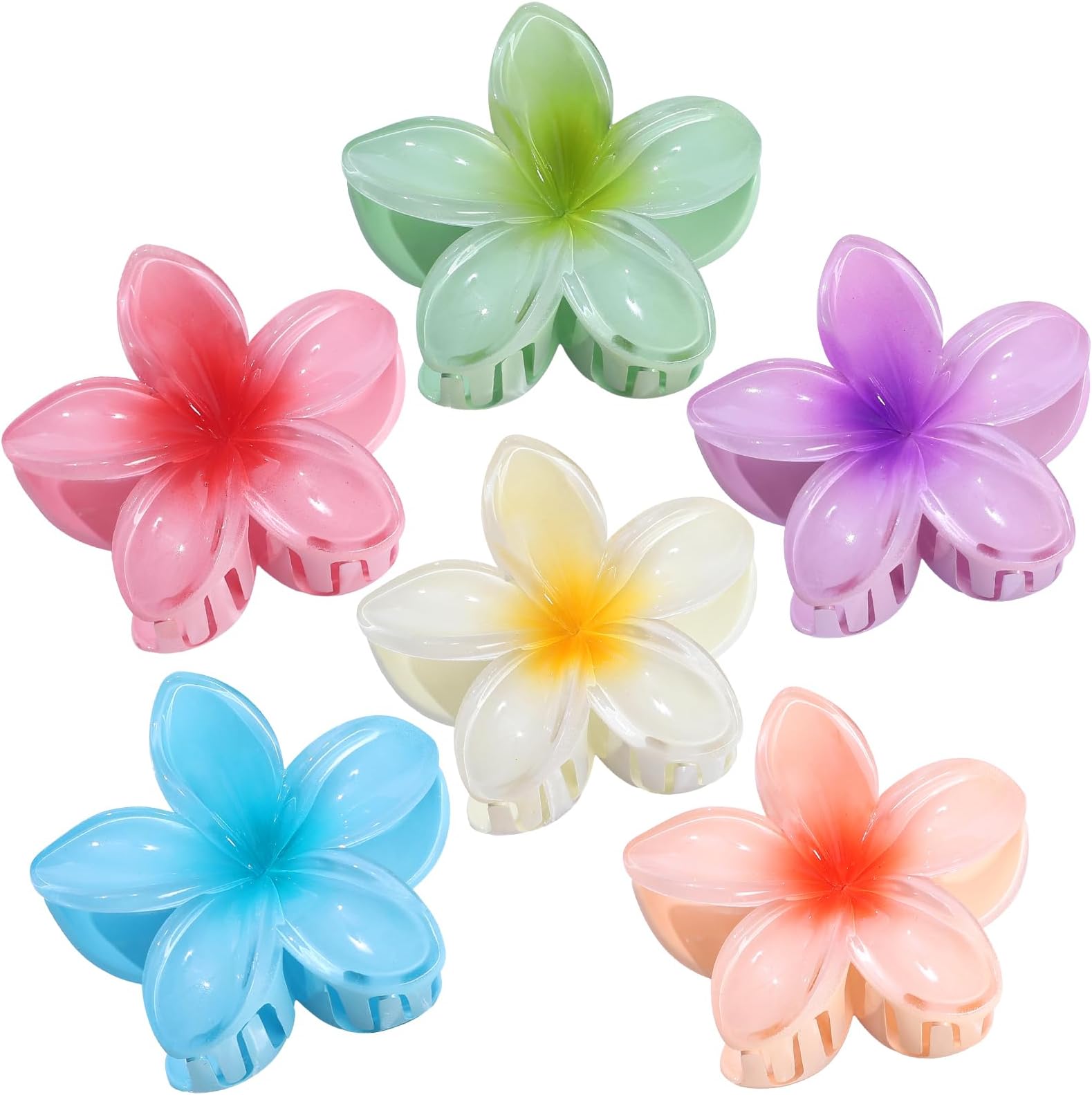 Amazon.com : 6 Pack Flower Hair Clips for Women and Girls, Preppy ...