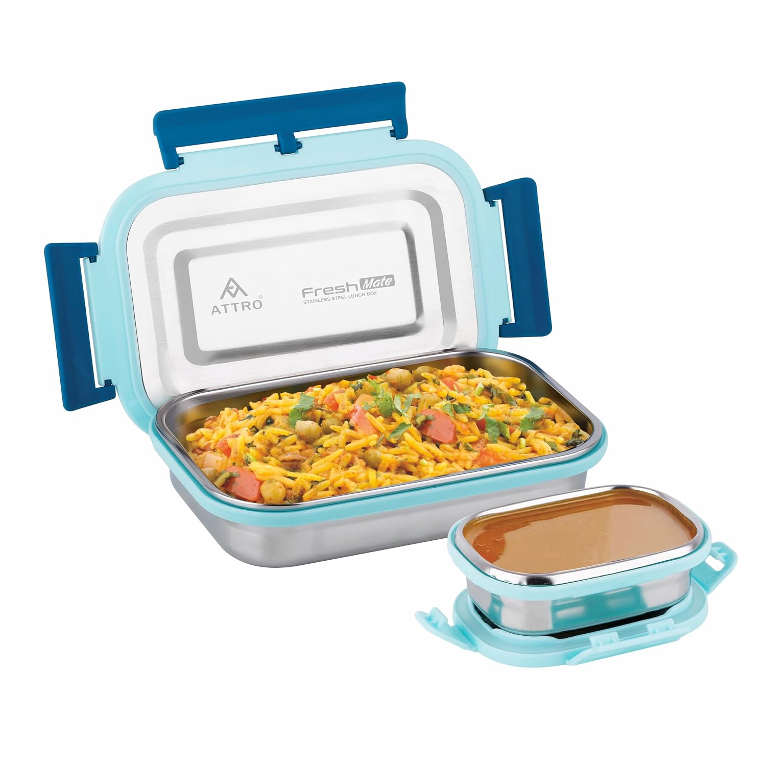 Buy ATTRO Freshmate Medium Stainless Steel Lunch Box with 1 Small ...