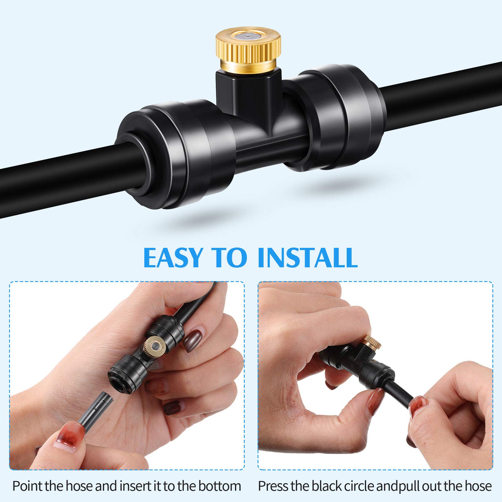 Snapklik.com : Misting Nozzles Kit Include Water Misting Tees Thread 1/ ...