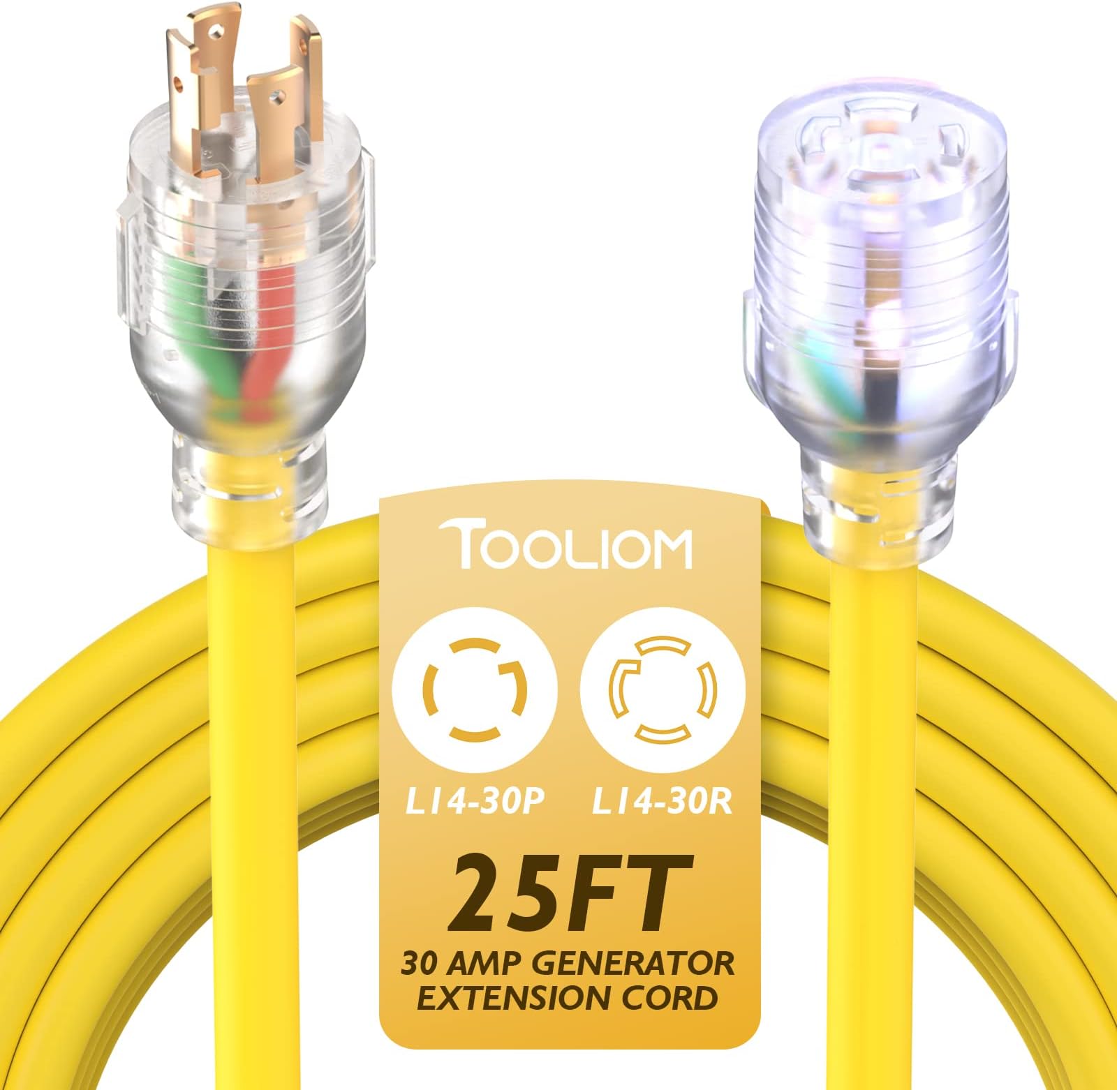 Amazon.com: Generac 6328 25-Foot 30-Amp Generator Cord with NEMA L14-30 ...