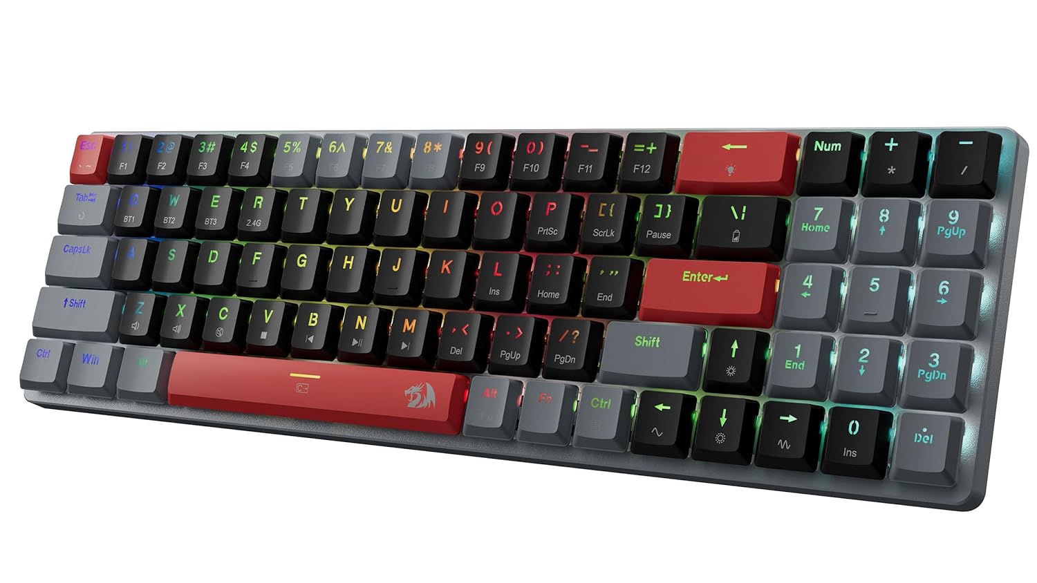 Amazon.in: Buy Redragon K626 RGB Wireless Mechanical Keyboard with Number Pad, Triple Mode 75% ...