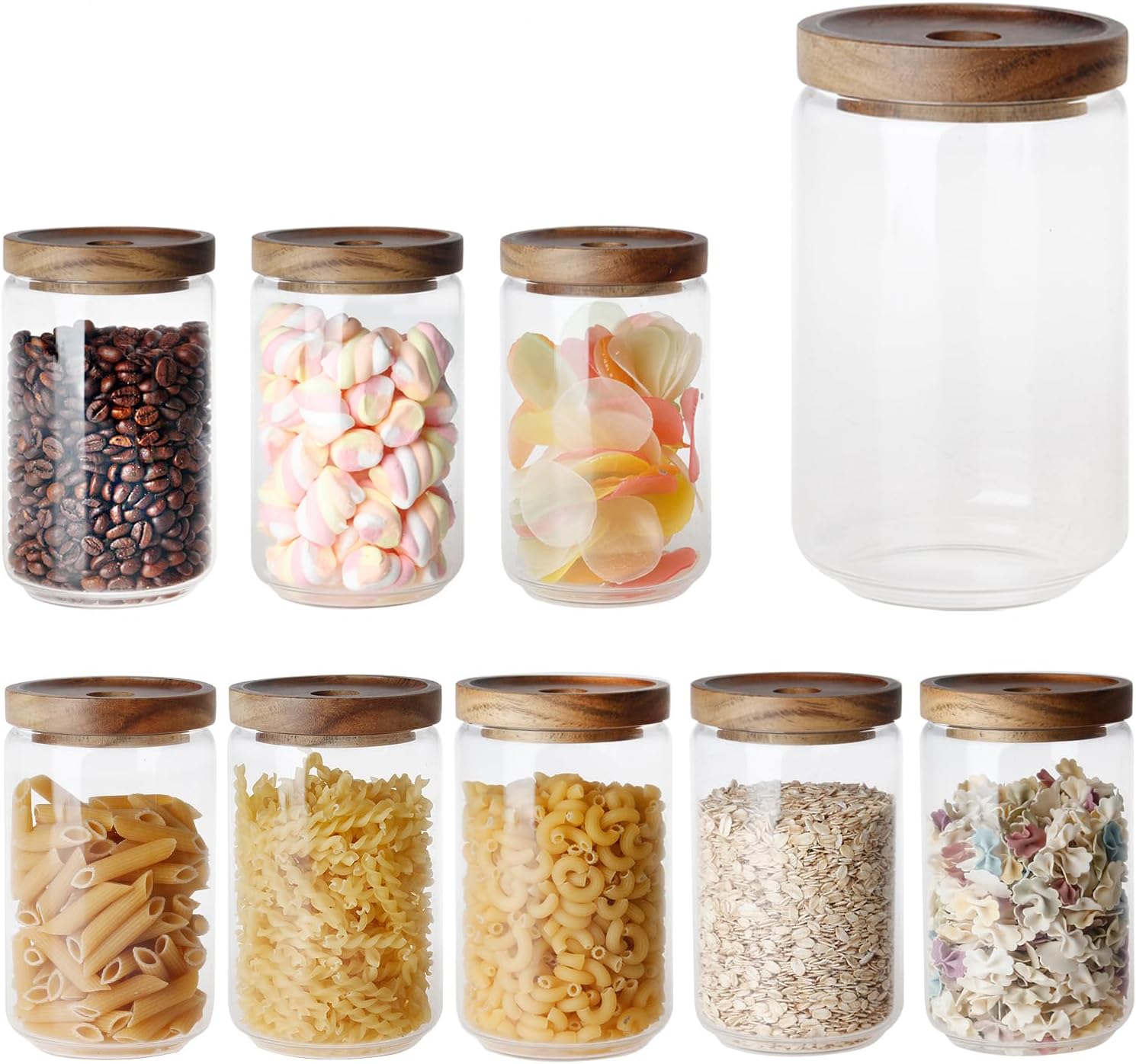 Amazon.com: LEWORKUS 8 Pack Airtight Glass Jars with Bamboo Lids ...